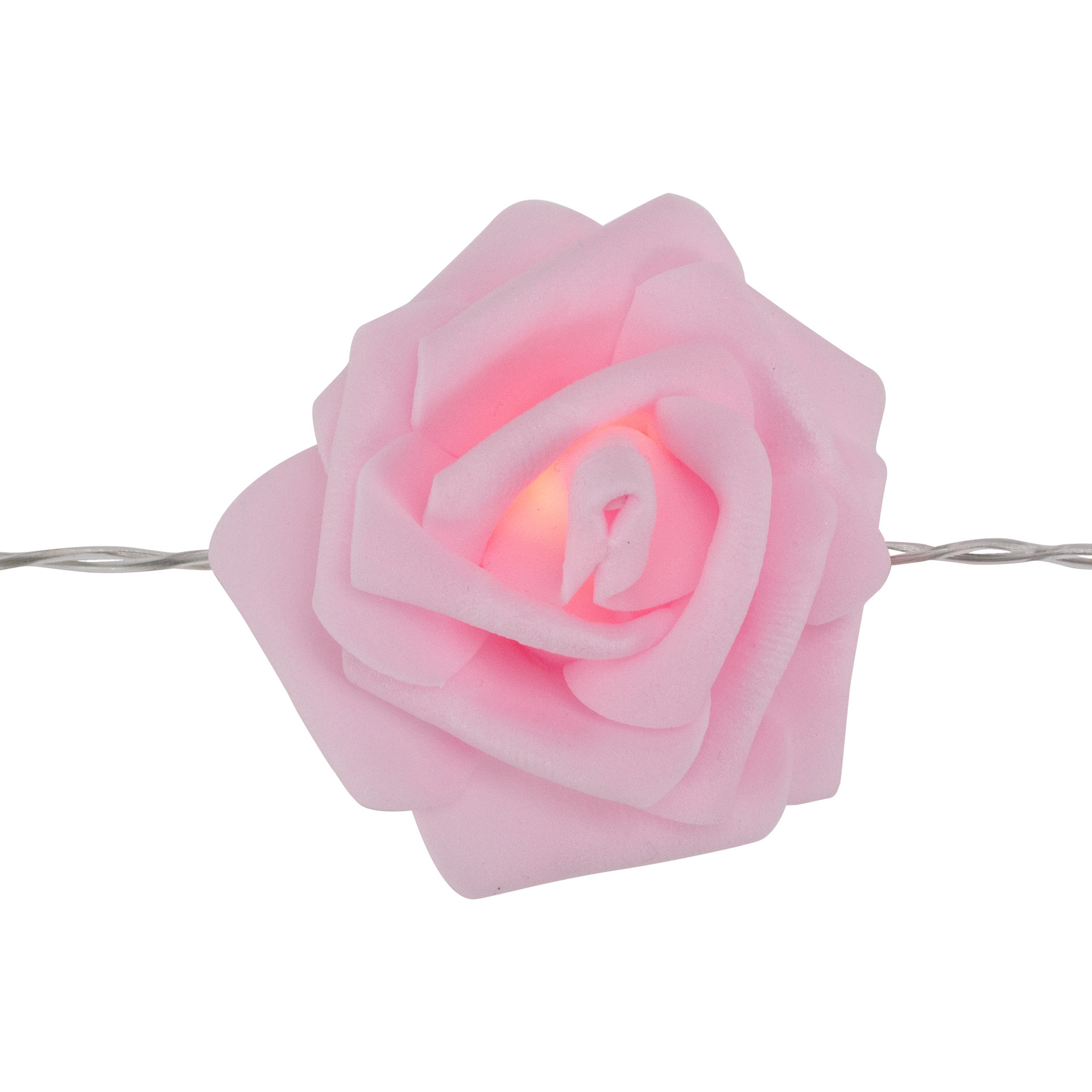 10-Count Pink Rose Flower LED String Lights, 4.5ft, Clear Wire ...