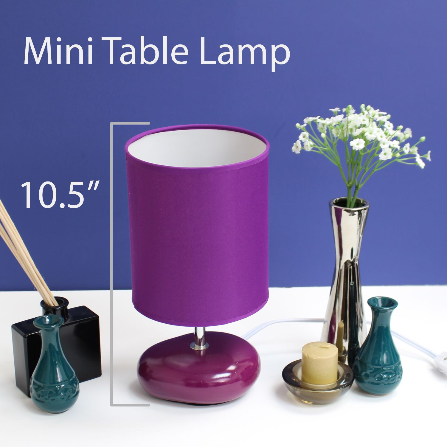 Small Stone Ceramic Table Lamp with Drum Shade - 10.25" - Purple ...