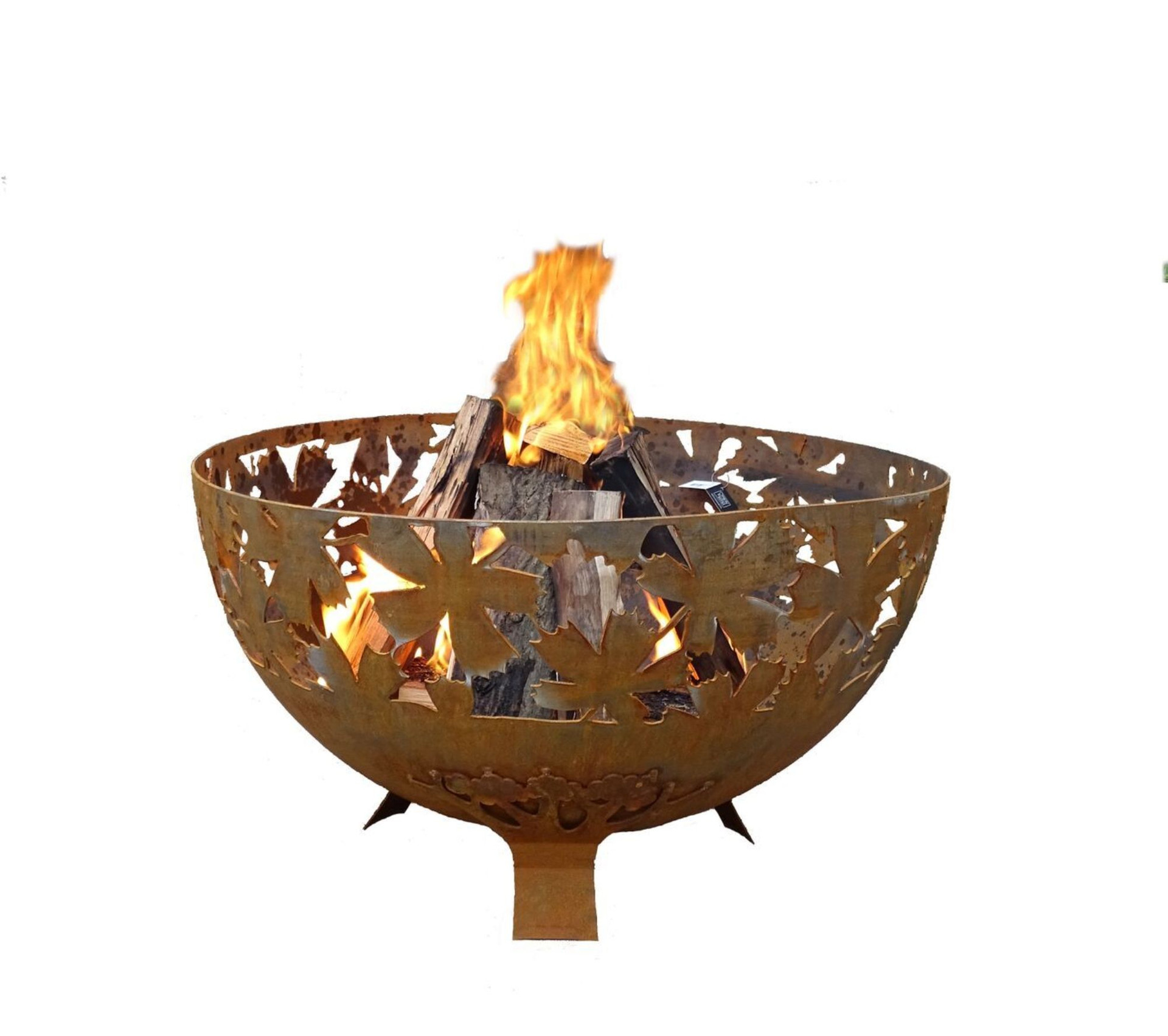 32" Bronze Leaves Rustic Finish Outdoor Fire Bowl - Extra Large ...