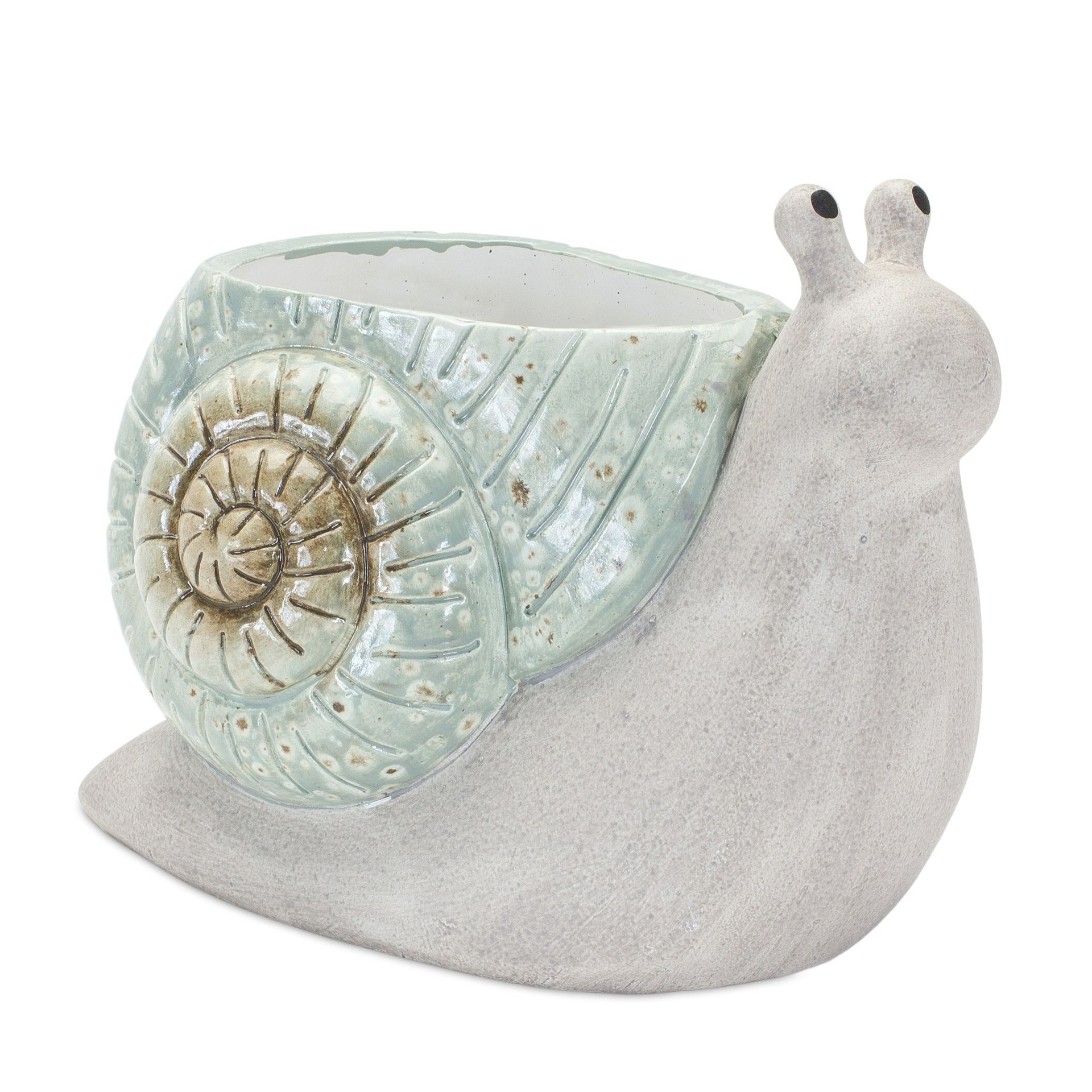 Set of 2 Snail Terracotta Planters 8.25" | Christmas Central