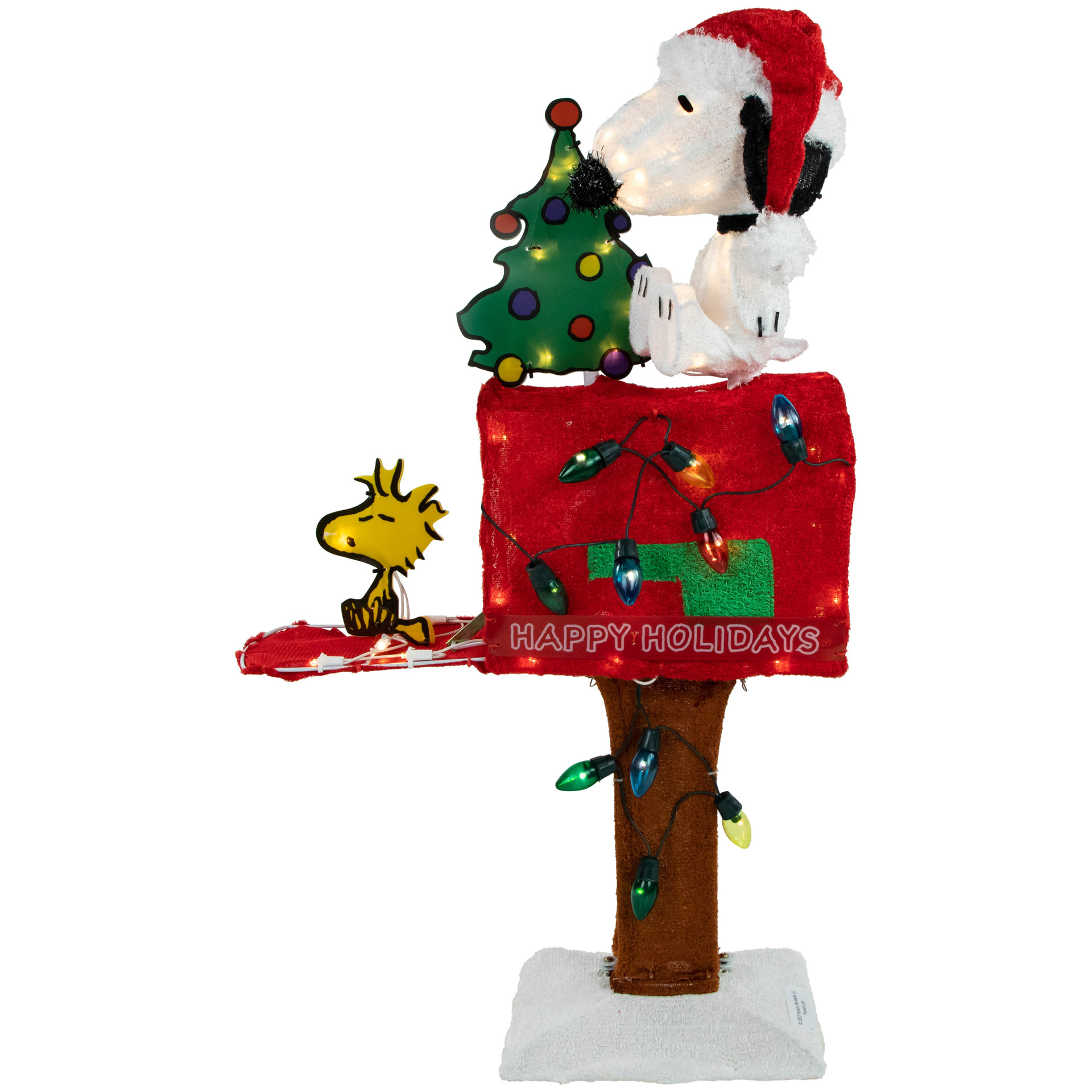LED Lighted Peanuts Snoopy on Mailbox Outdoor Christmas Decoration - 32 ...