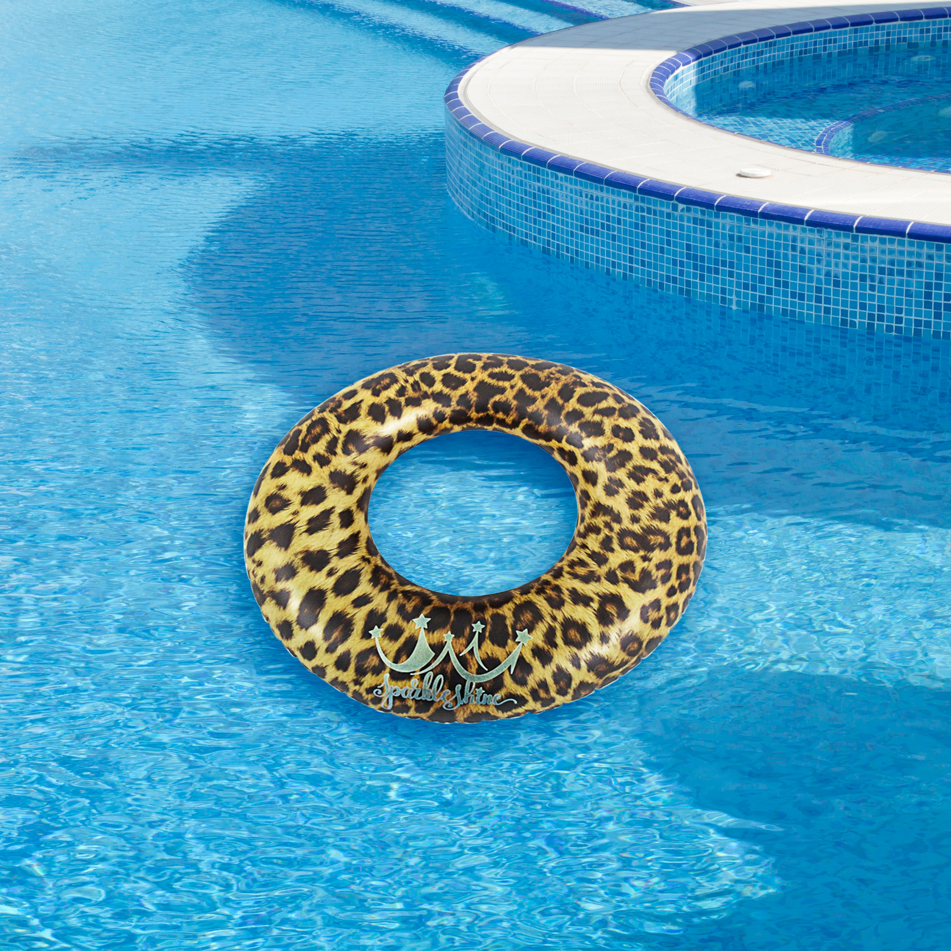 35" Inflatable Leopard Print Swimming Pool Inner Tube | Christmas Central