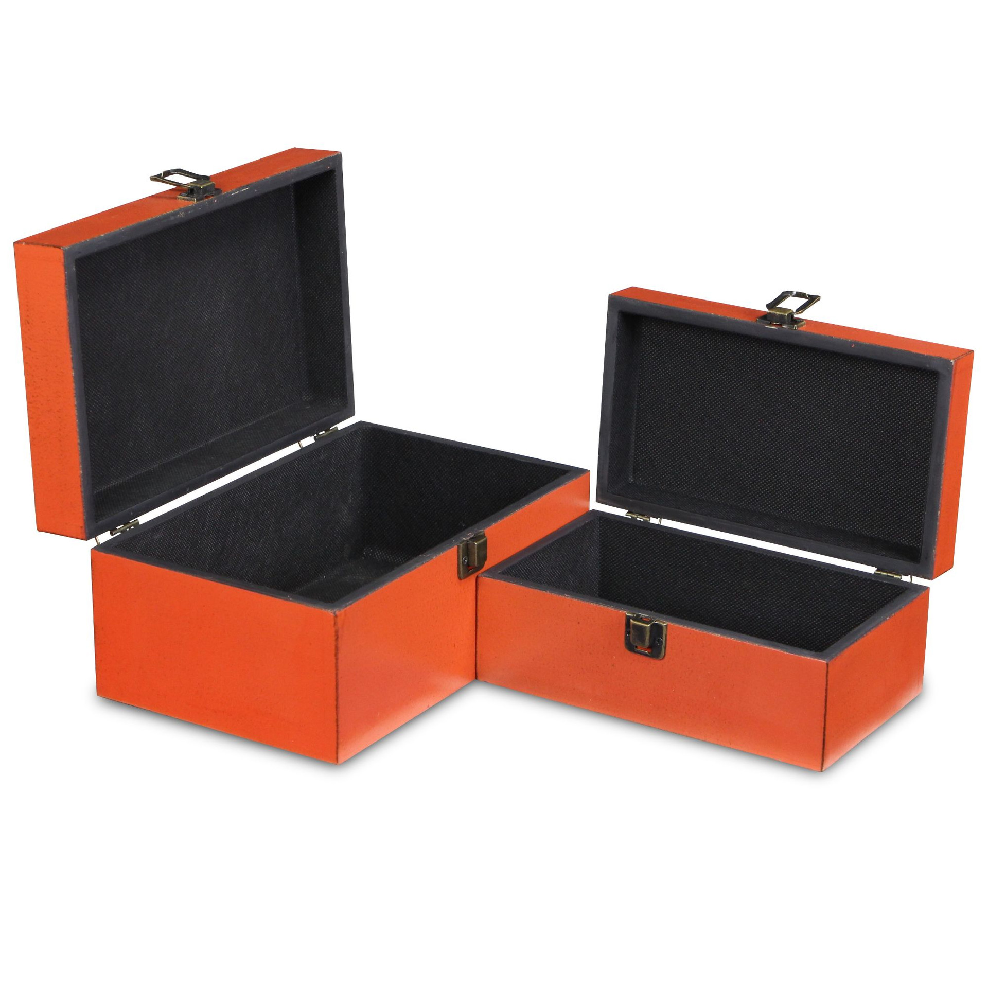 Set of 2 Orange & Gold Distressed Storage Boxes 10.25" | Christmas Central