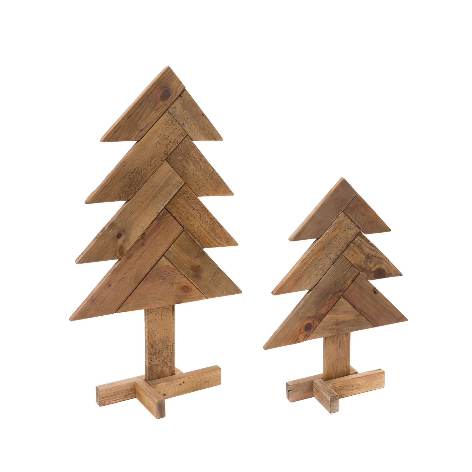 Set of 2 Rustic Pine Christmas Tree Tabletop Decorations 22 ...