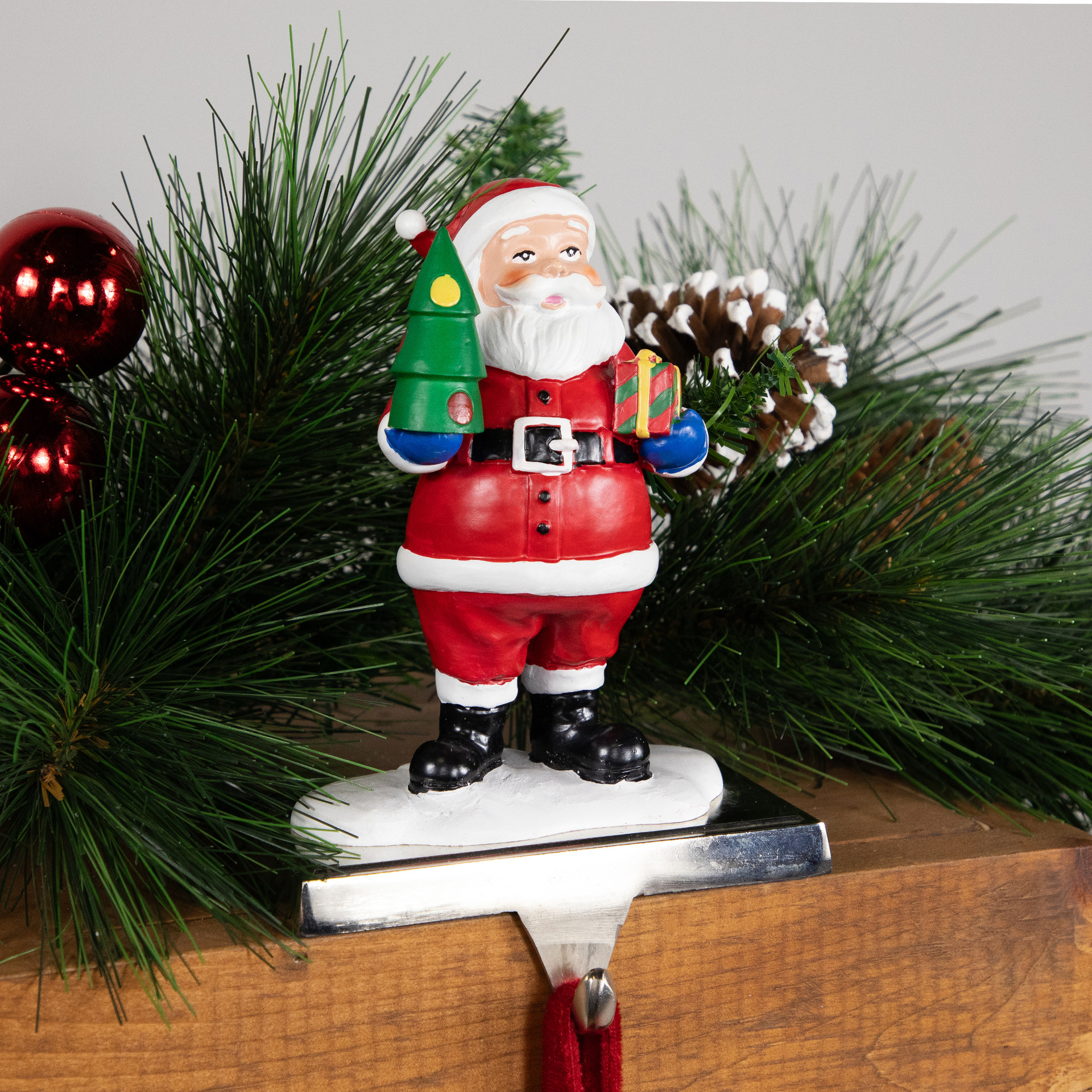 6.25" Santa Claus with Tree & Present Christmas Stocking Holder ...