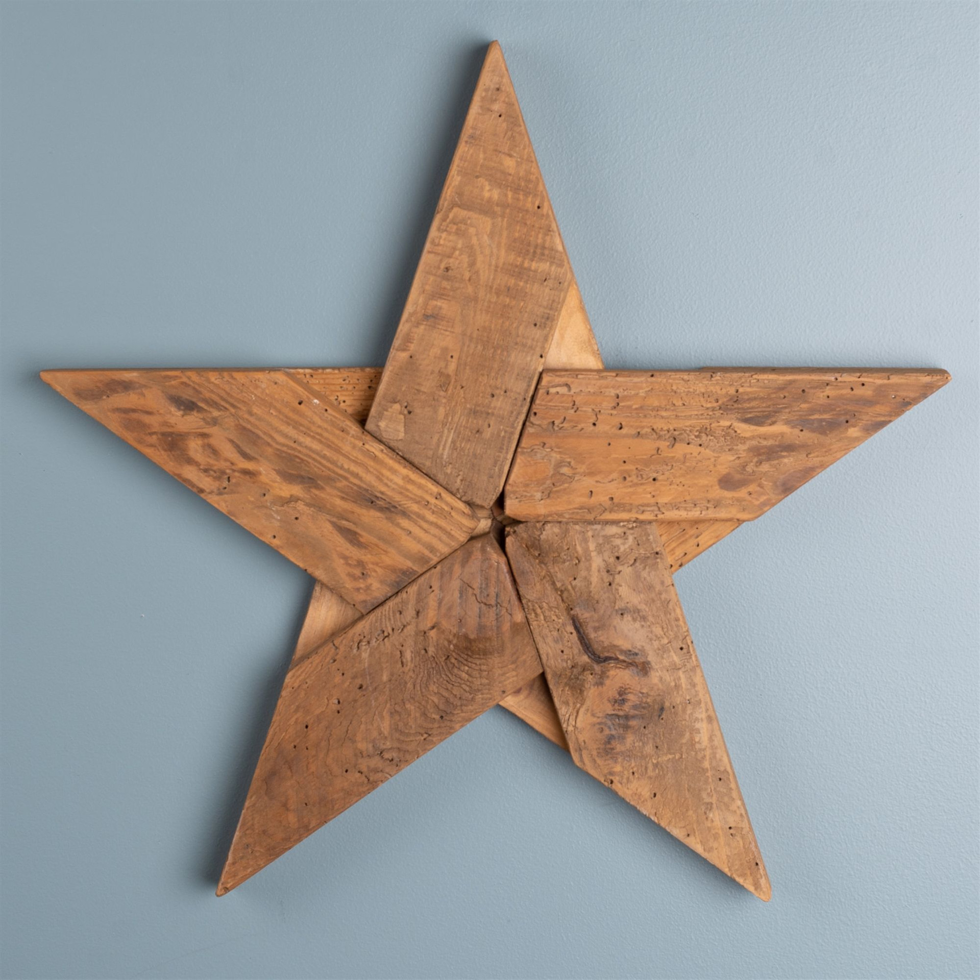 Set of 2 Rustic Brown Pine Wood Star Tabletop Decorations 15 ...