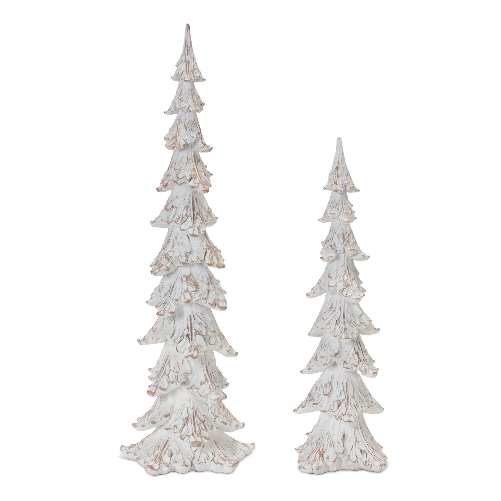 Christmas Tree Tabletop Decorations - 21" - White & Brown - Set of 2 ...