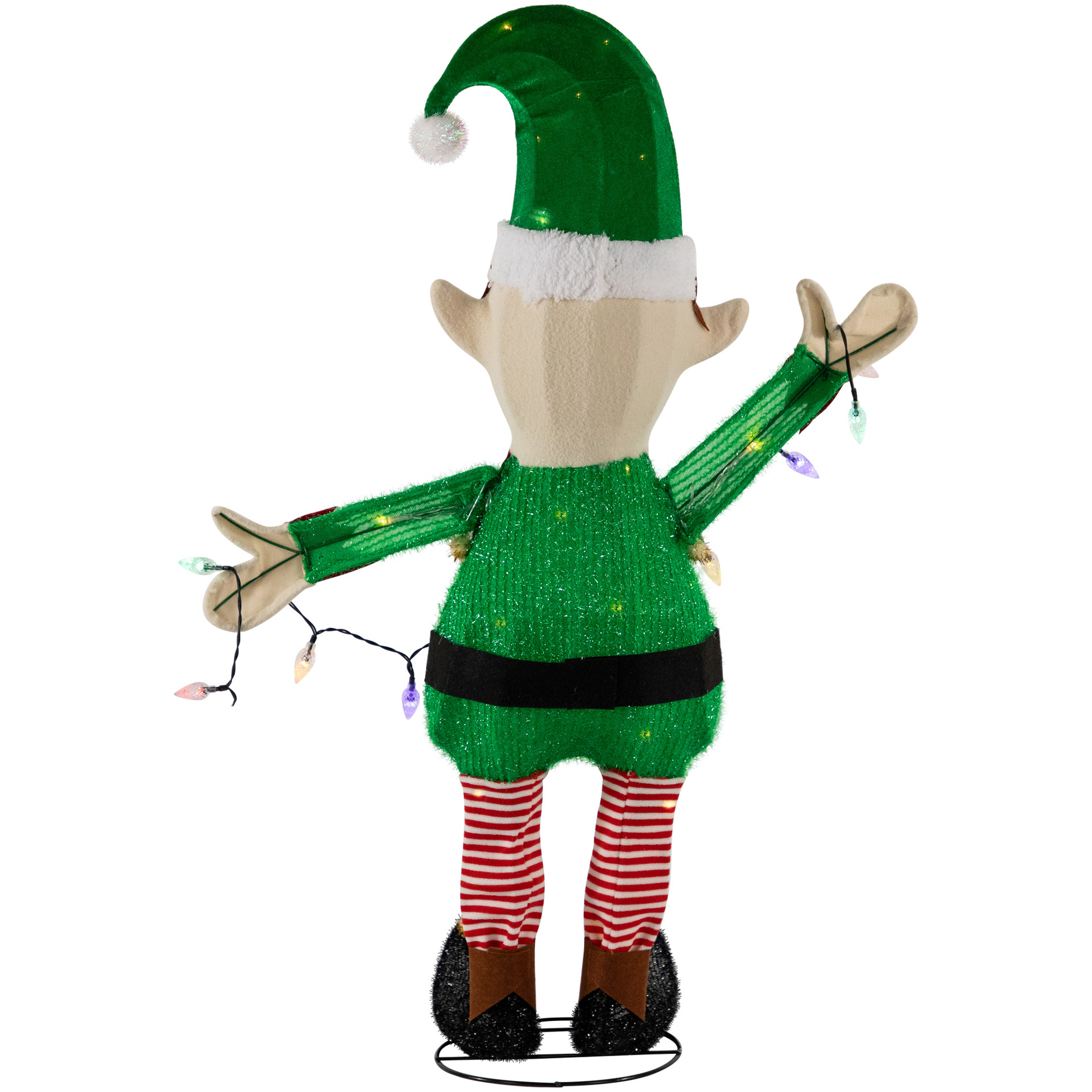 34.25" LED Lighted Elf Holding Christmas Lights Outdoor Yard Decoration ...