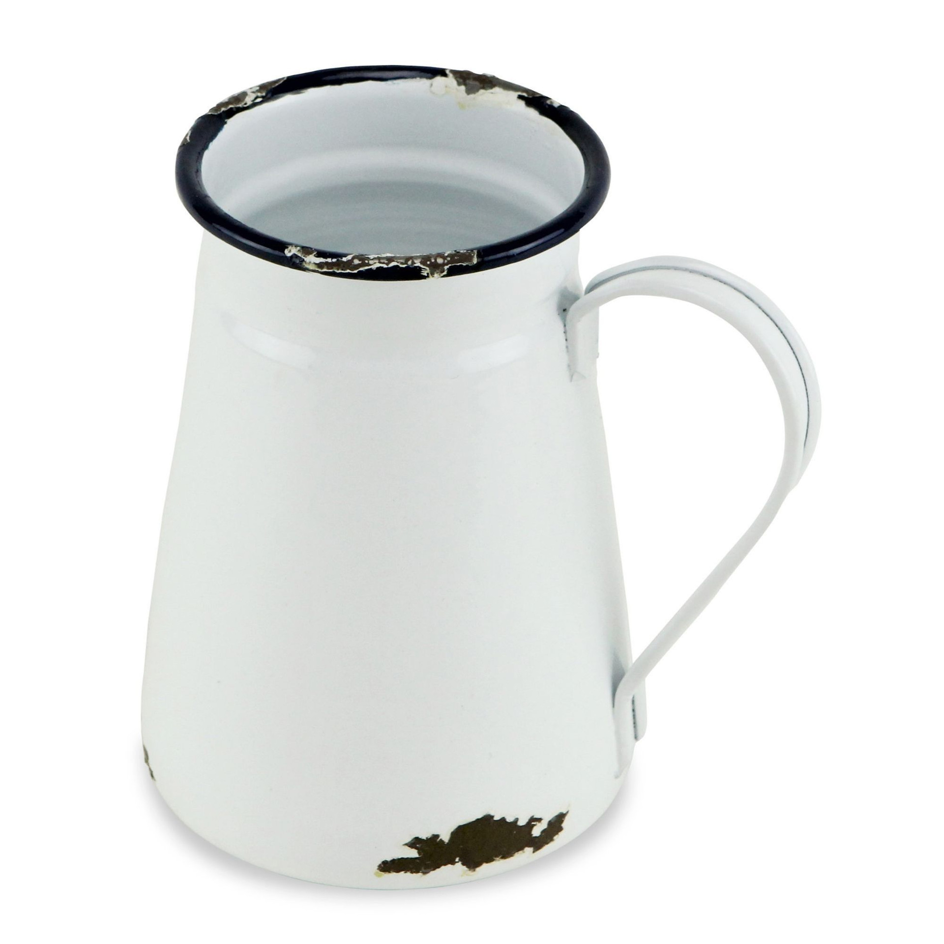 6.25" White & Blue Solid Cylindrical Jug with Side Handle | Christmas ...
