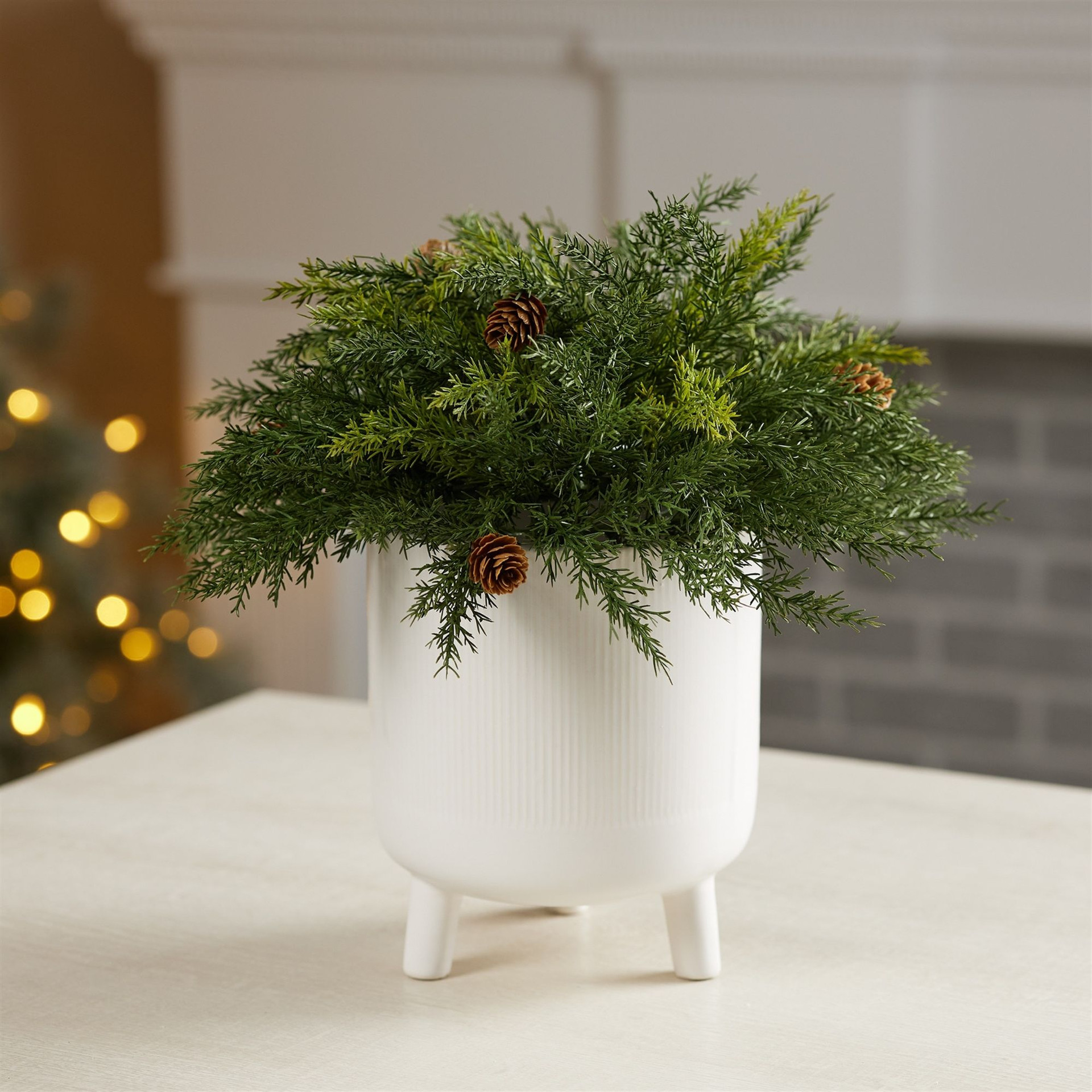 Half Sphere Arborvitae Artificial Christmas Bush - 13" - Green & Brown ...