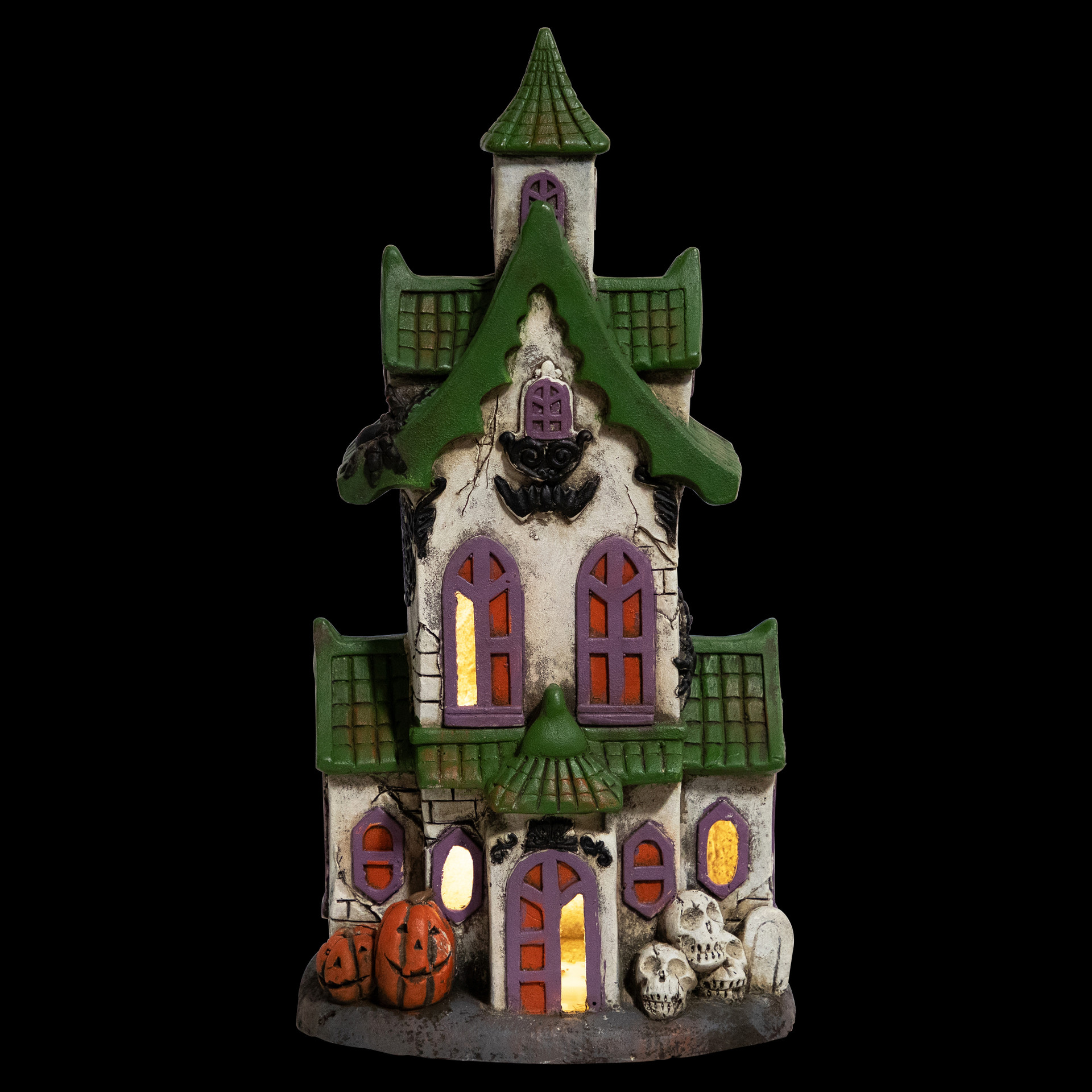 LED Lighted Haunted House with Skulls Halloween Decoration - 22.75 ...