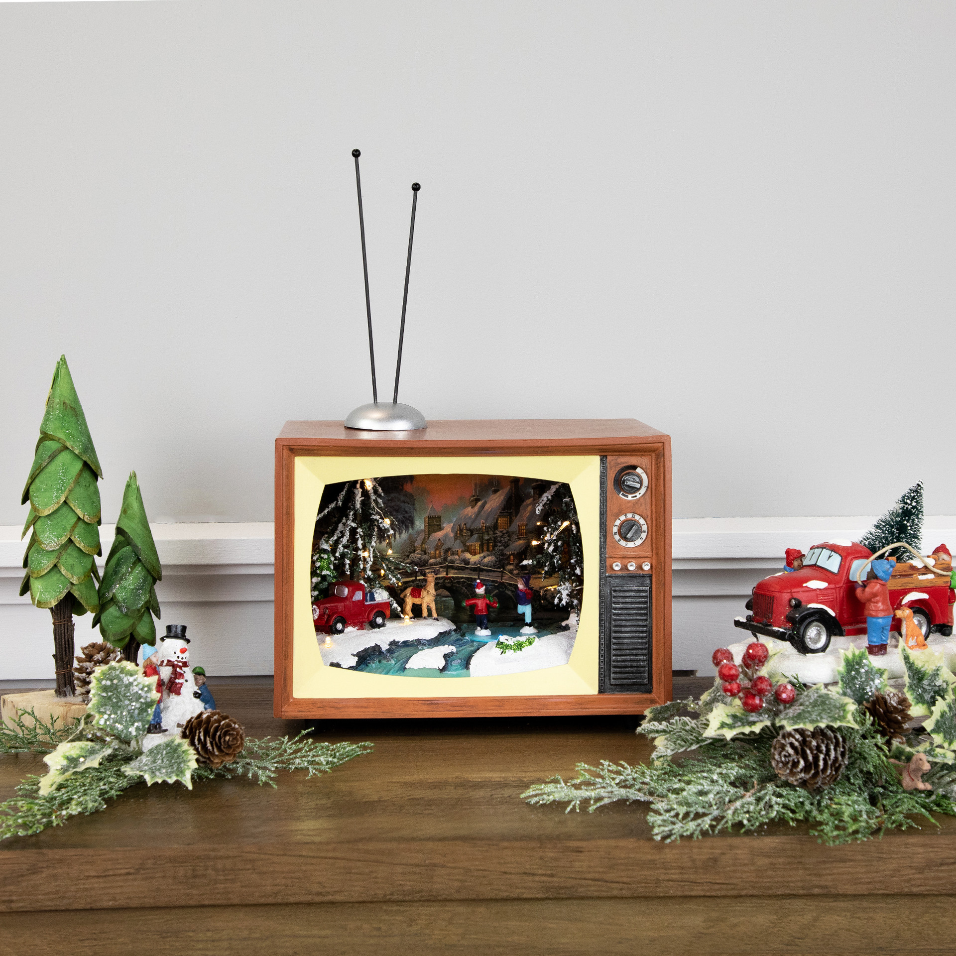 LED Lighted Animated Musical TV with Ice Skating Scene Christmas ...