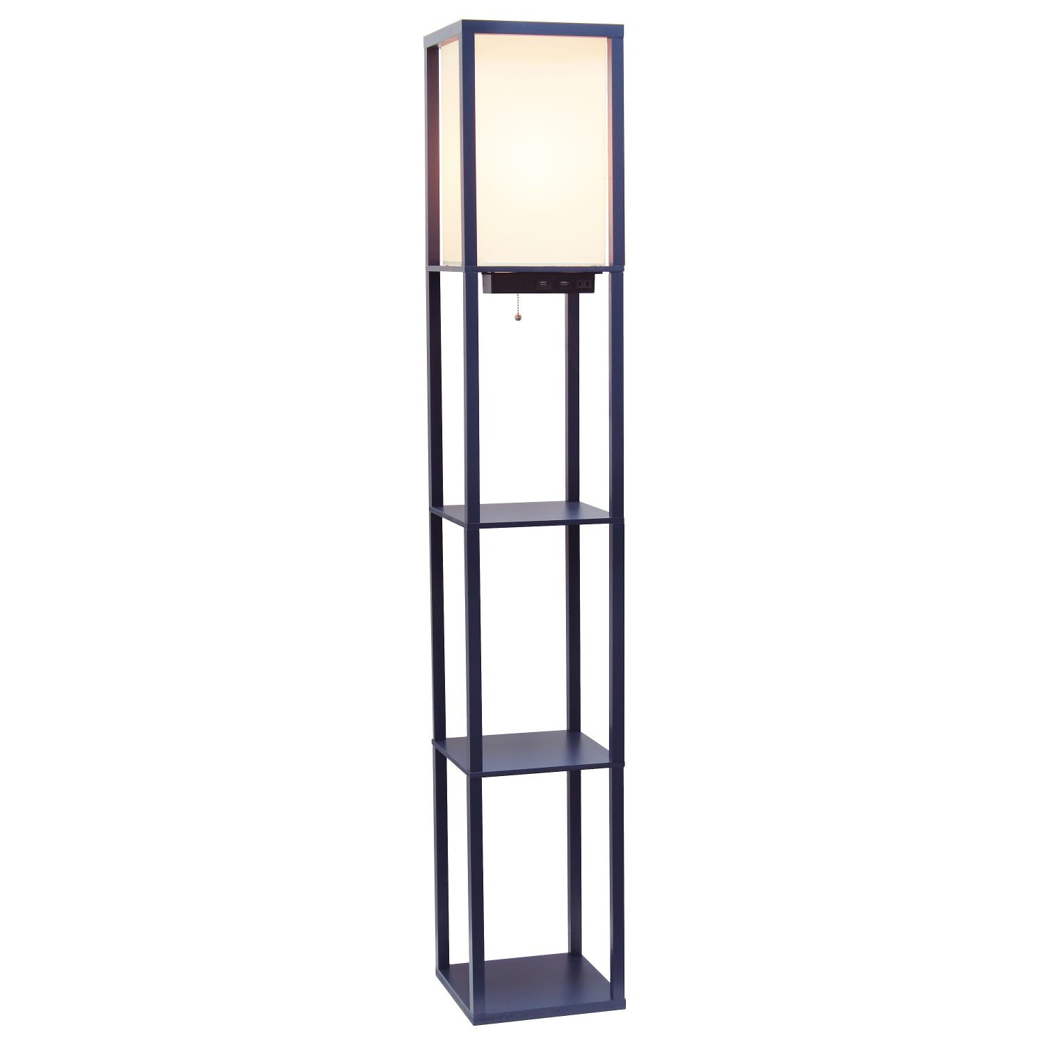 Floor Lamp with Storage Shelf & USB Ports - 62.5" - Navy Blue ...