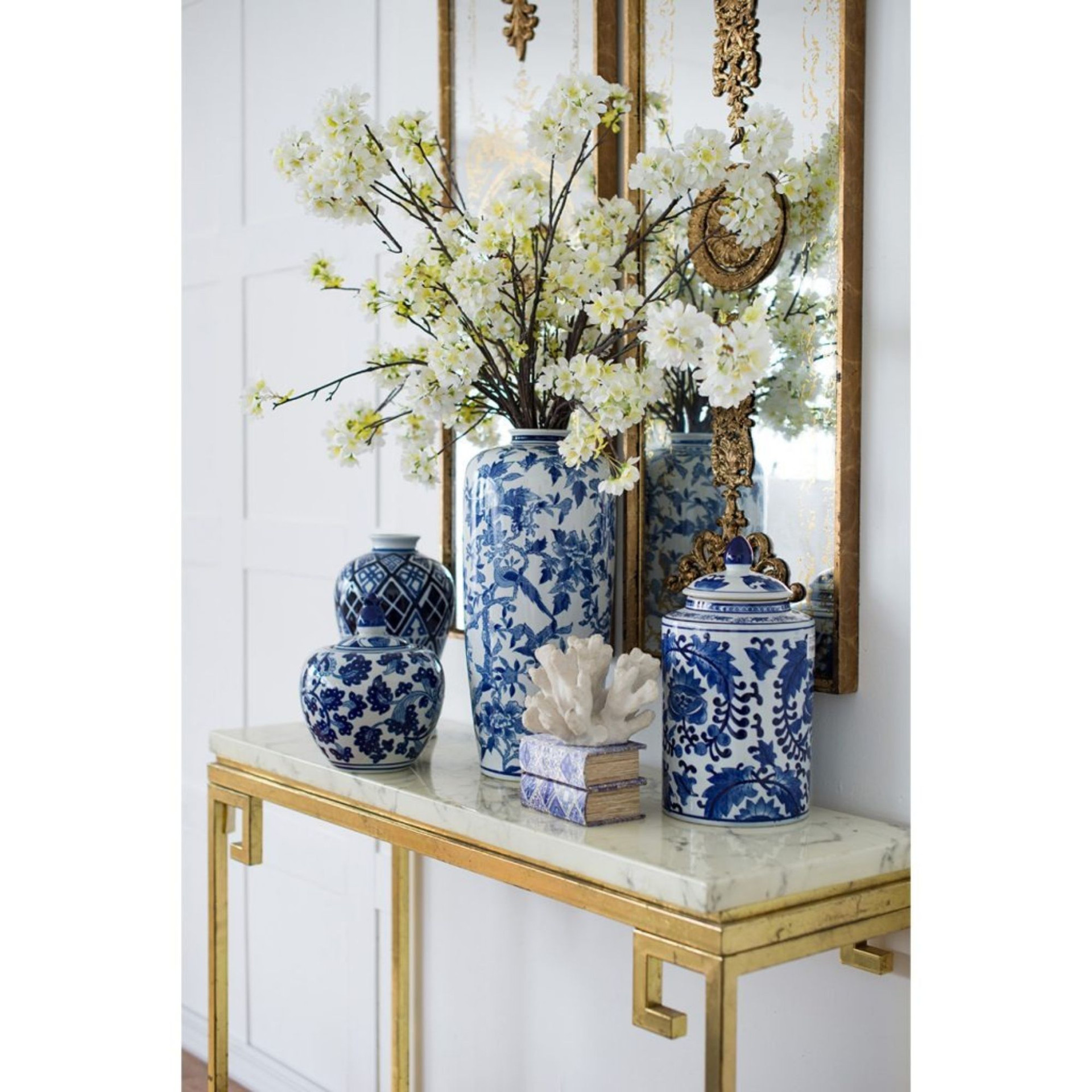 Set of 4 Blue & White Book Boxes with Lined Interior 5.5" | Christmas ...