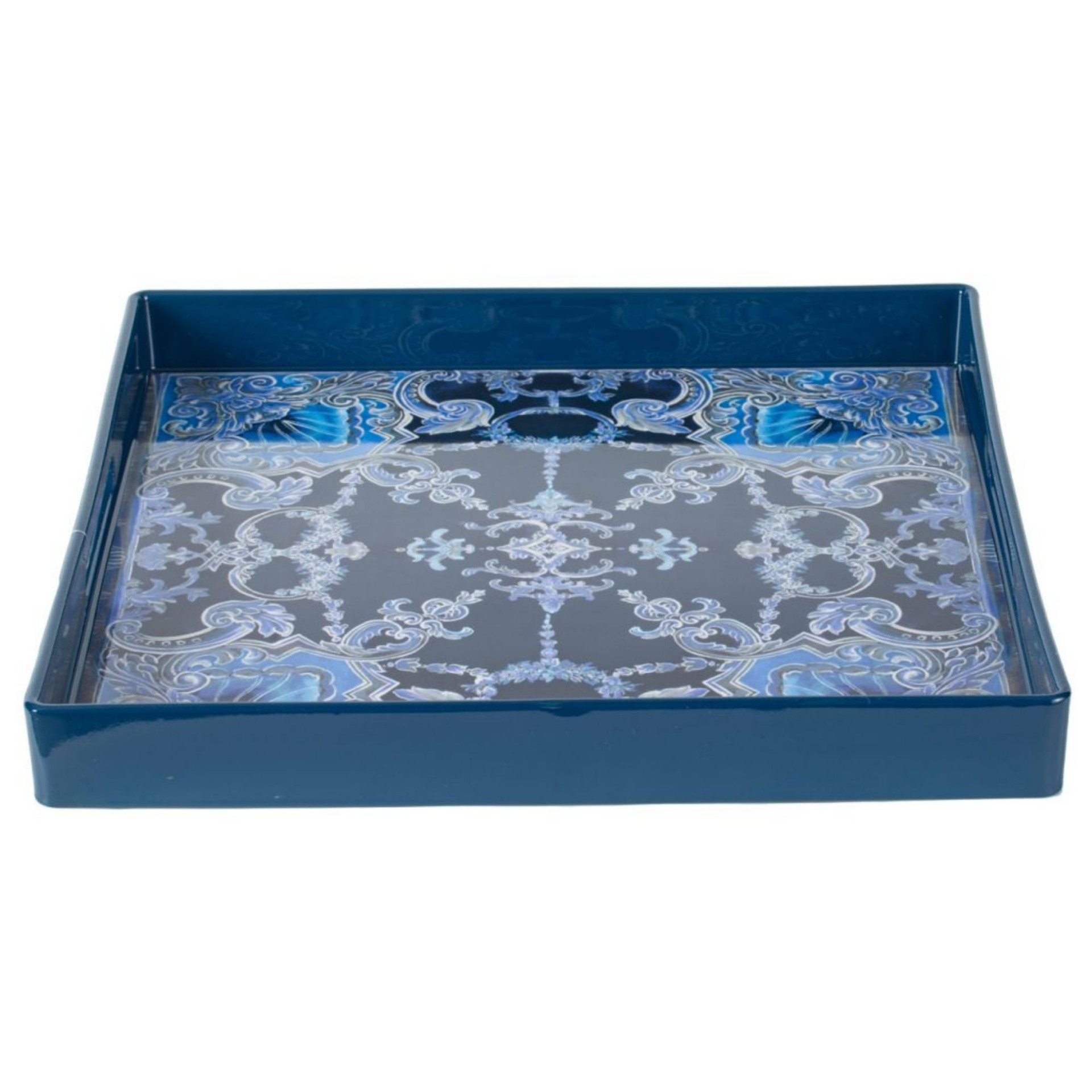 Set of 2 Blue & White Traditional Trays 13.75" | Christmas Central