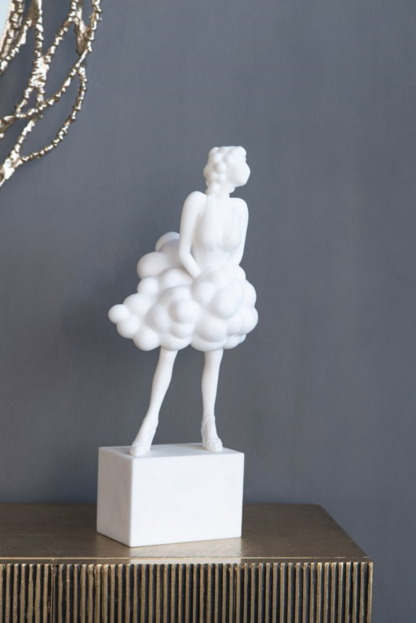 Marble Stone Lady Figurine - 19.75" - White | Christmas Central