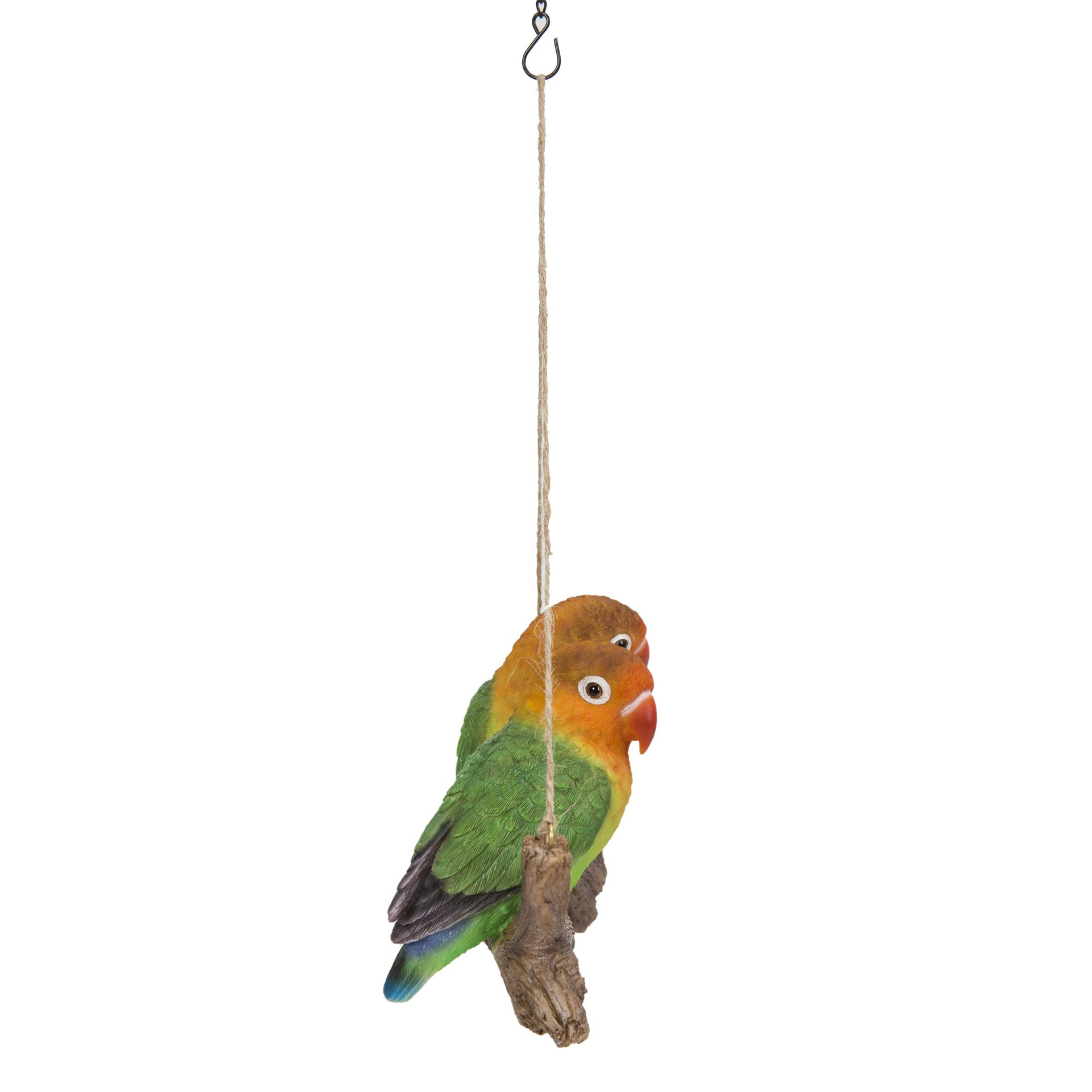 6.5" Lovebird Parrots on a Branch Hanging Outdoor Garden Statue ...