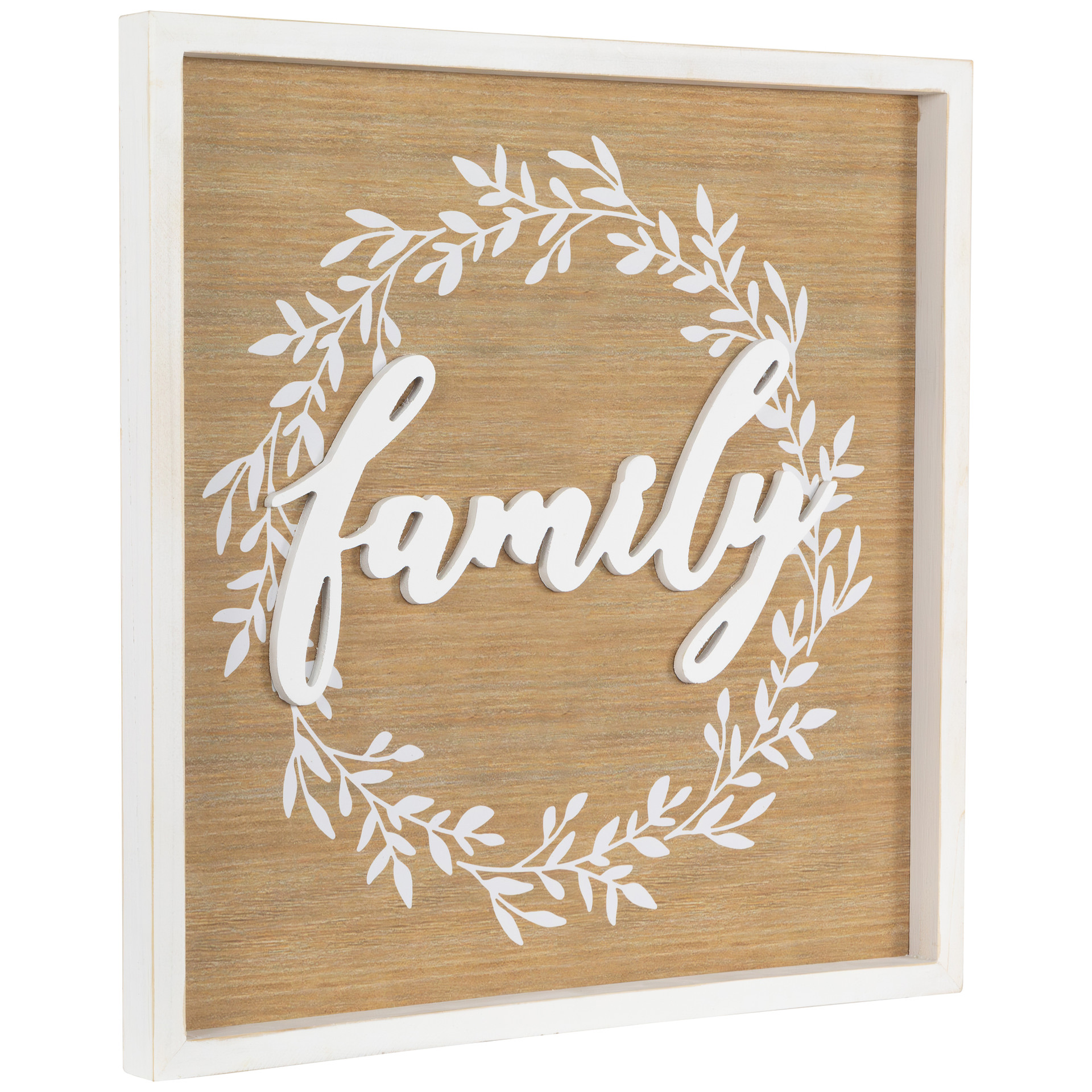 Family Framed Wooden Wall Sign - 15.75" - White | Christmas Central