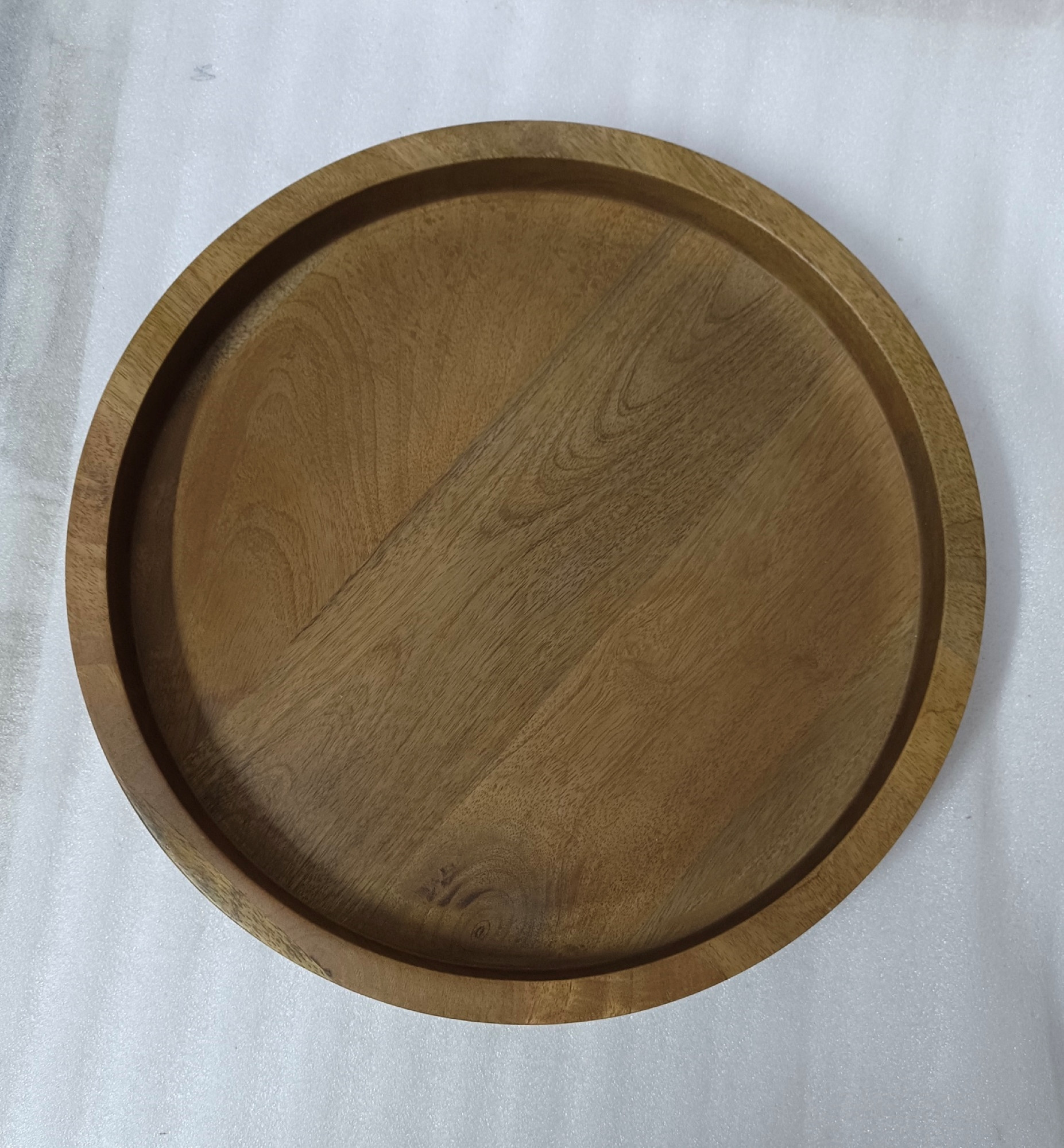 Rustic Wooden Round Serving Tray - 15.25" - Brown | Christmas Central