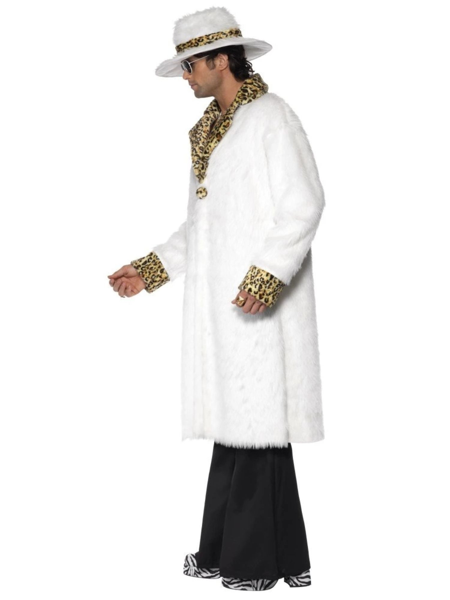 42" White & Black 1970's Style Leopard Skin Pimp Men Adult Halloween ...
