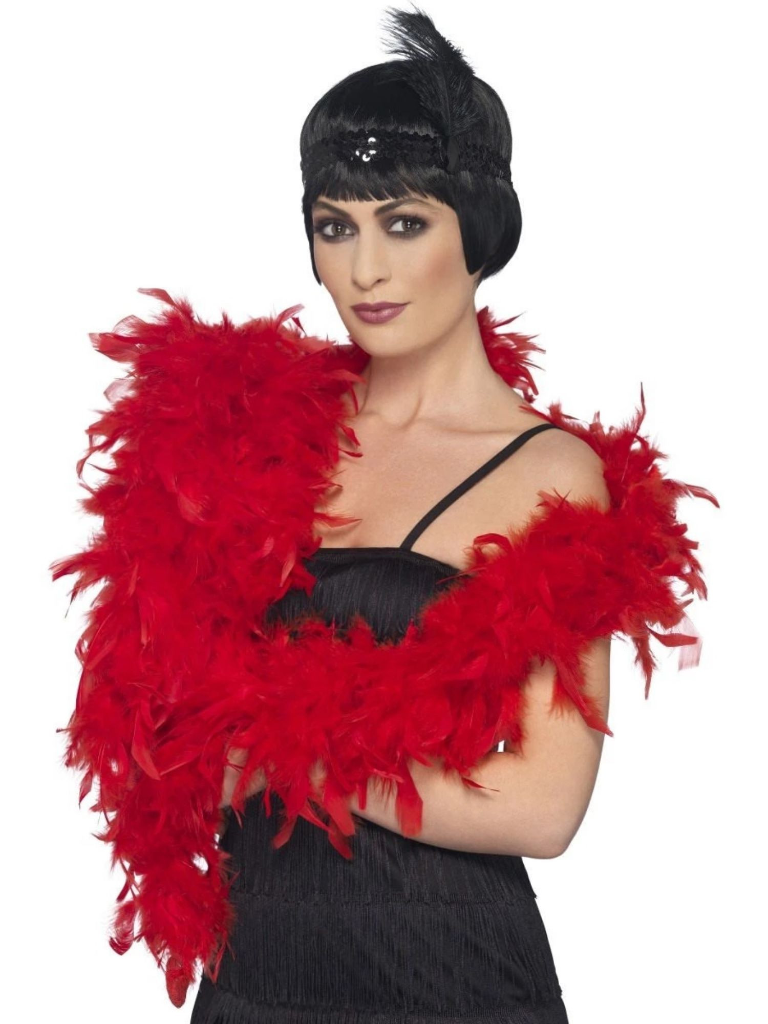 71" Red 1920's Style Fluffy Feather Adult Women Halloween Boa Costume ...