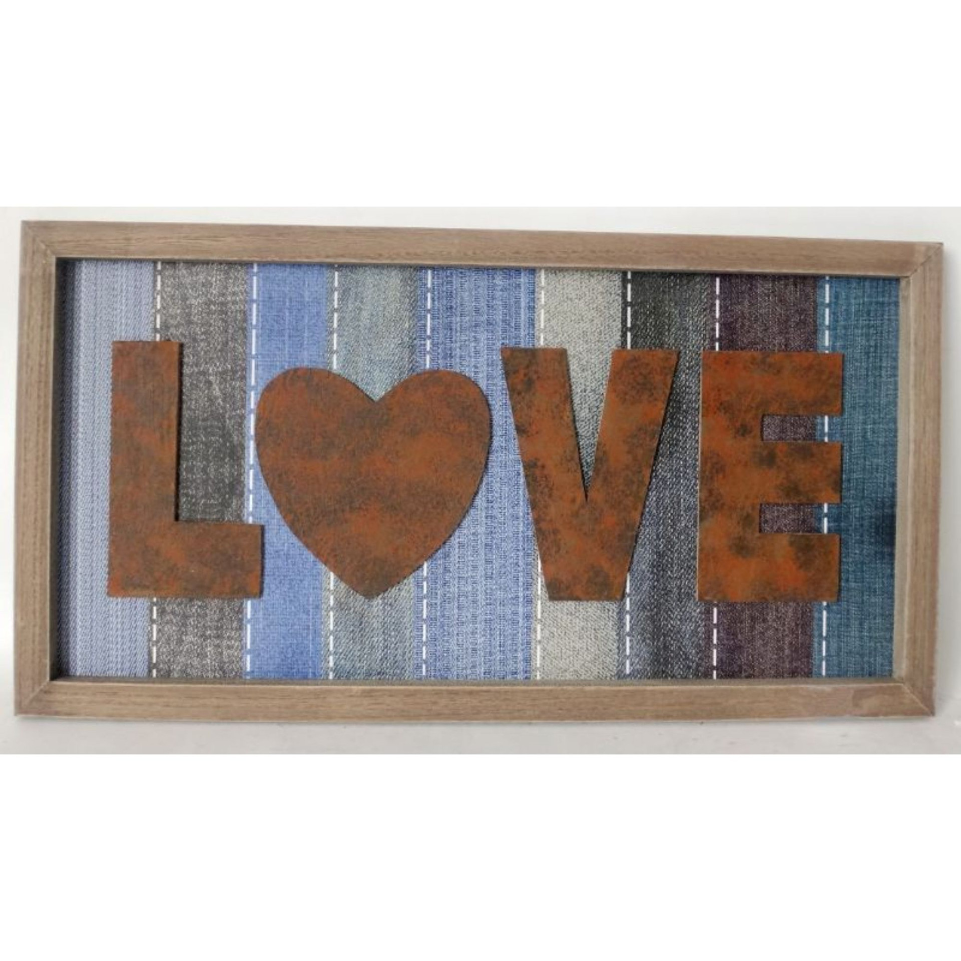 20" Brown & Blue Contemporary Rectangular "LOVE" Wall Sign | Christmas ...