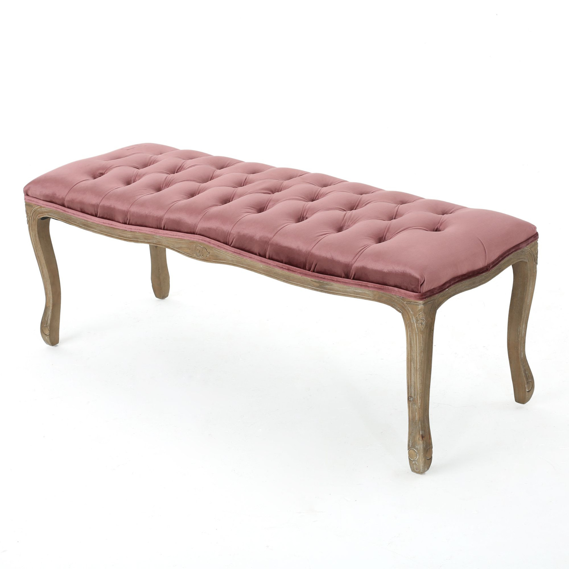 49.5" Blush Pink Contemporary Tufted Rectangular Bench | Christmas Central