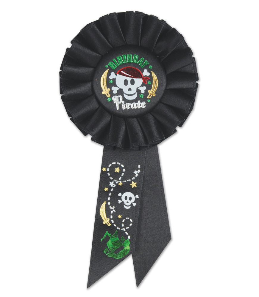 Pack of 6 Black "Birthday Pirate" Party Favor Celebration Rosette ...