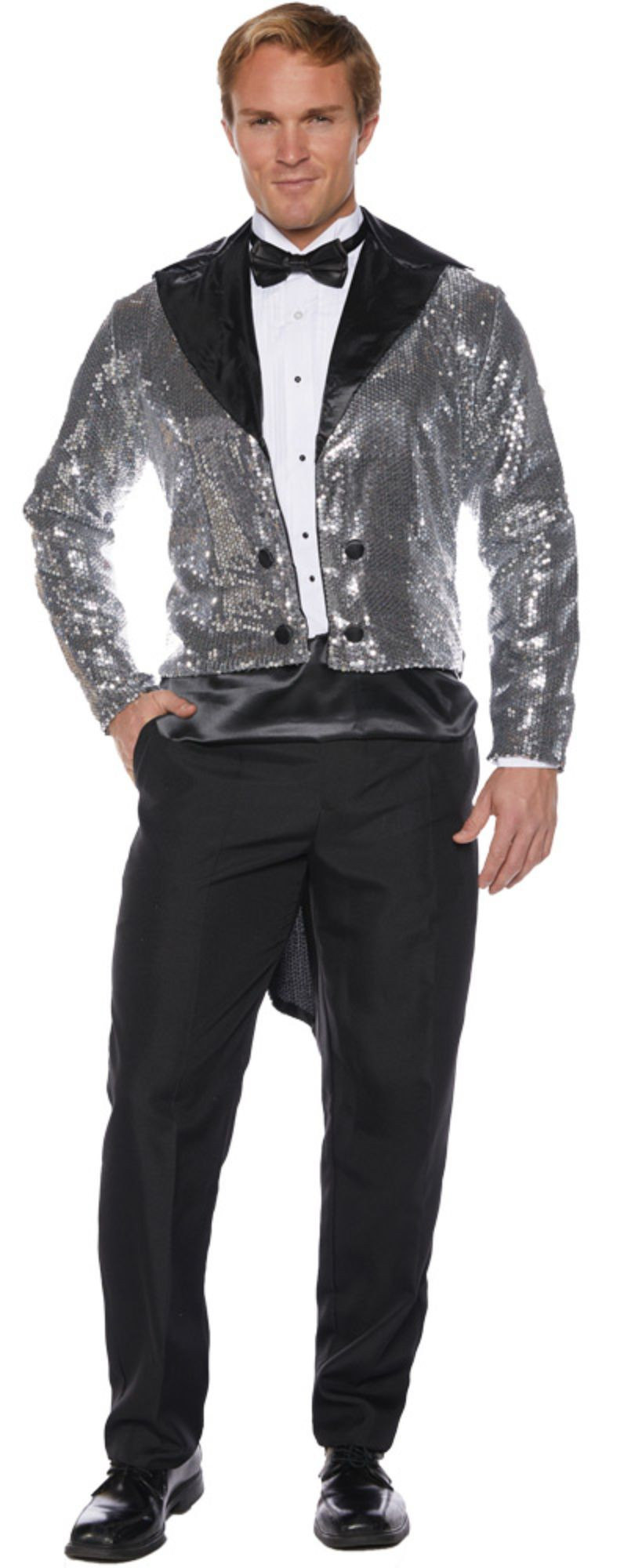 Silver Sequin Tailcoat Men Adult Halloween Costume - 2XL | Christmas ...