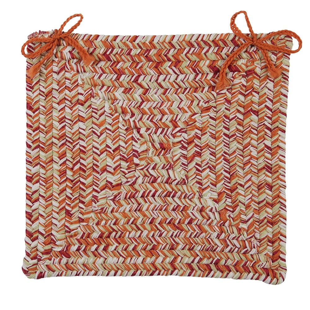 Set of 4 Orange & Red Reversible Square Handcrafted Chair Pad 15 ...