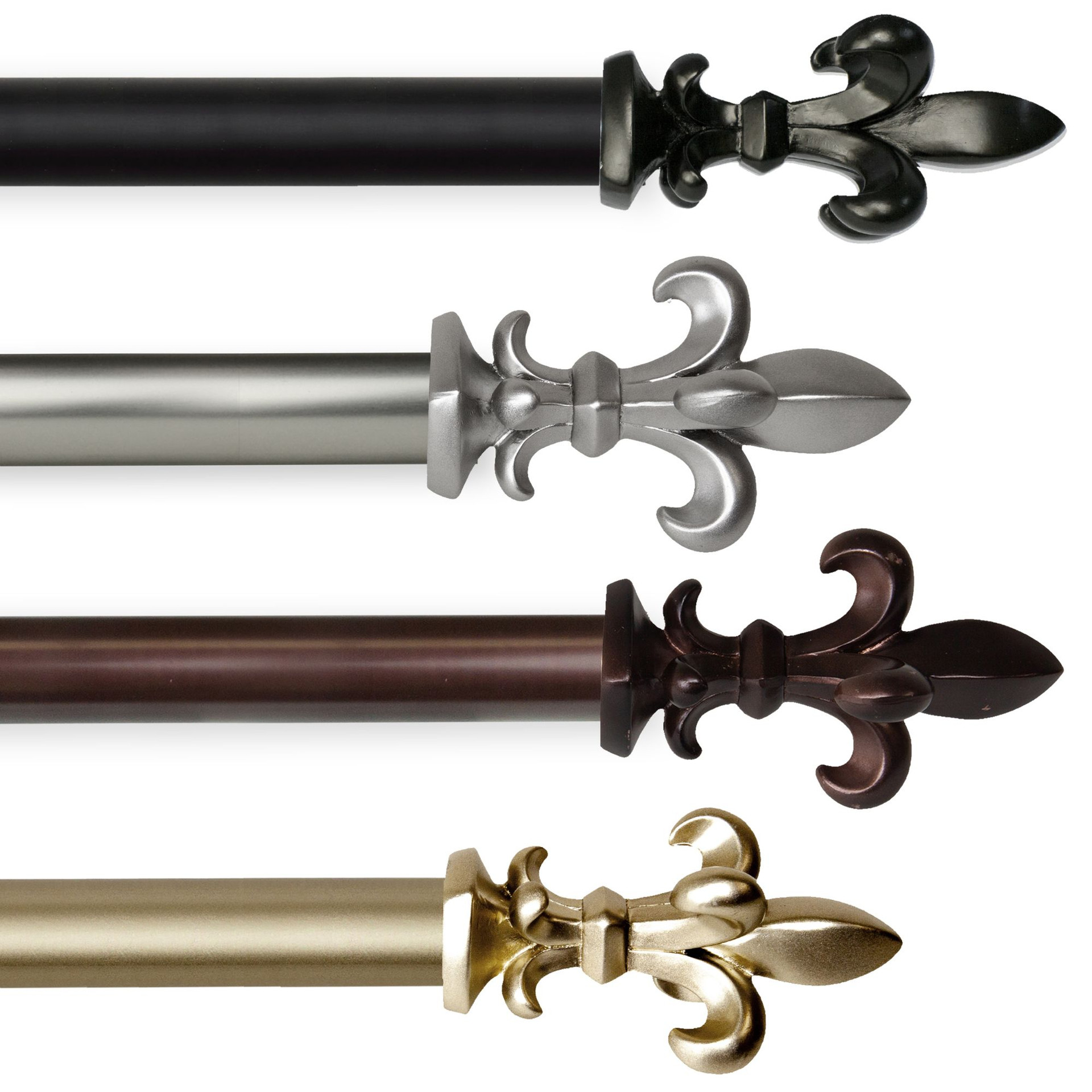 57" Black Solid Contemporary Double Curtain Rod | Christmas Central