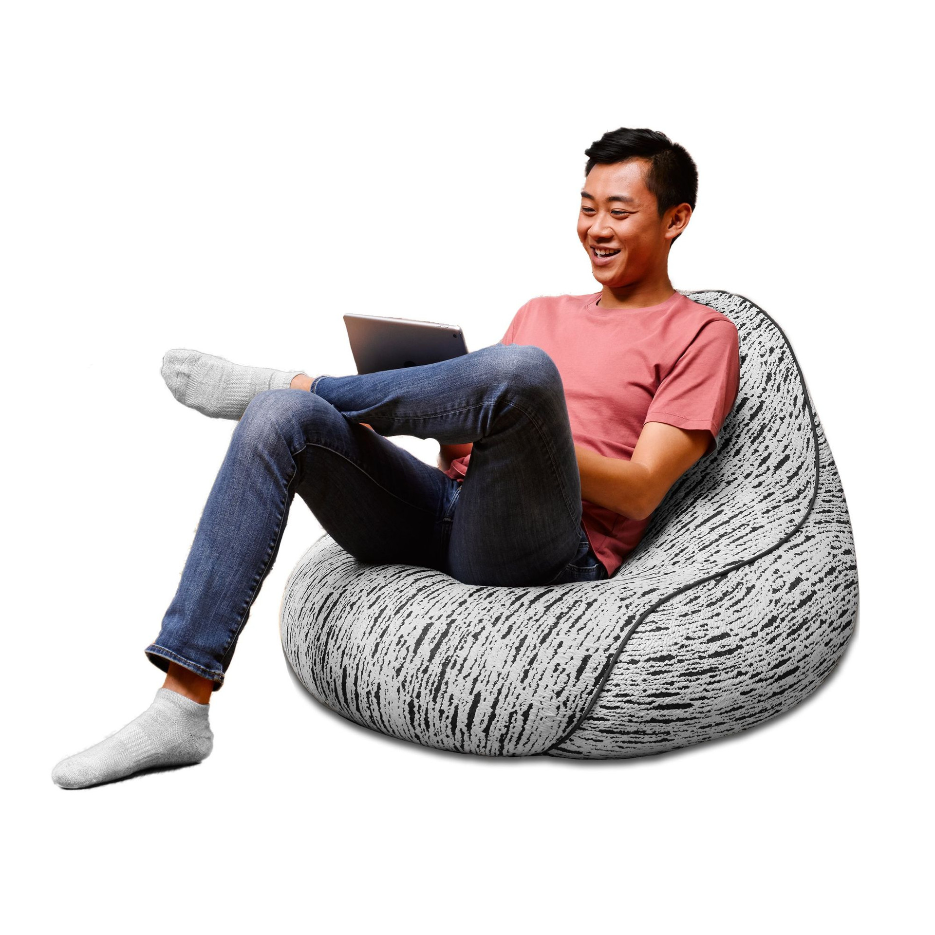 38" White & Black Lounge Bean Bag | Christmas Central