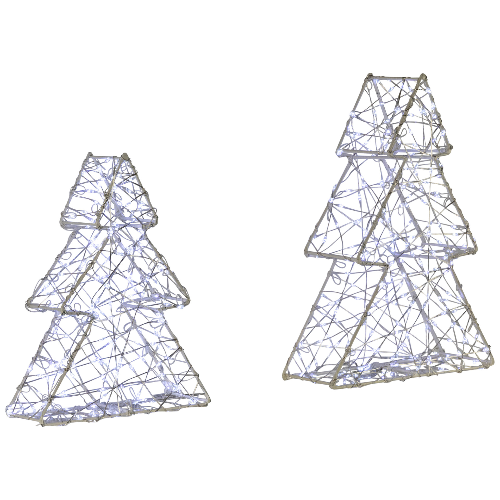 LED Lighted Wire Christmas Tree Decorations - 14" - White - Set of 2 ...