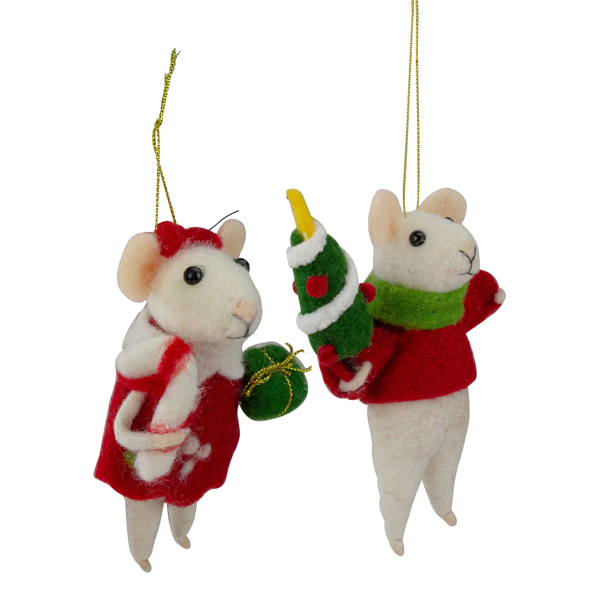 Set of 2 Boy & Girl Plush Mice Christmas Ornaments 6.5" | Christmas Central