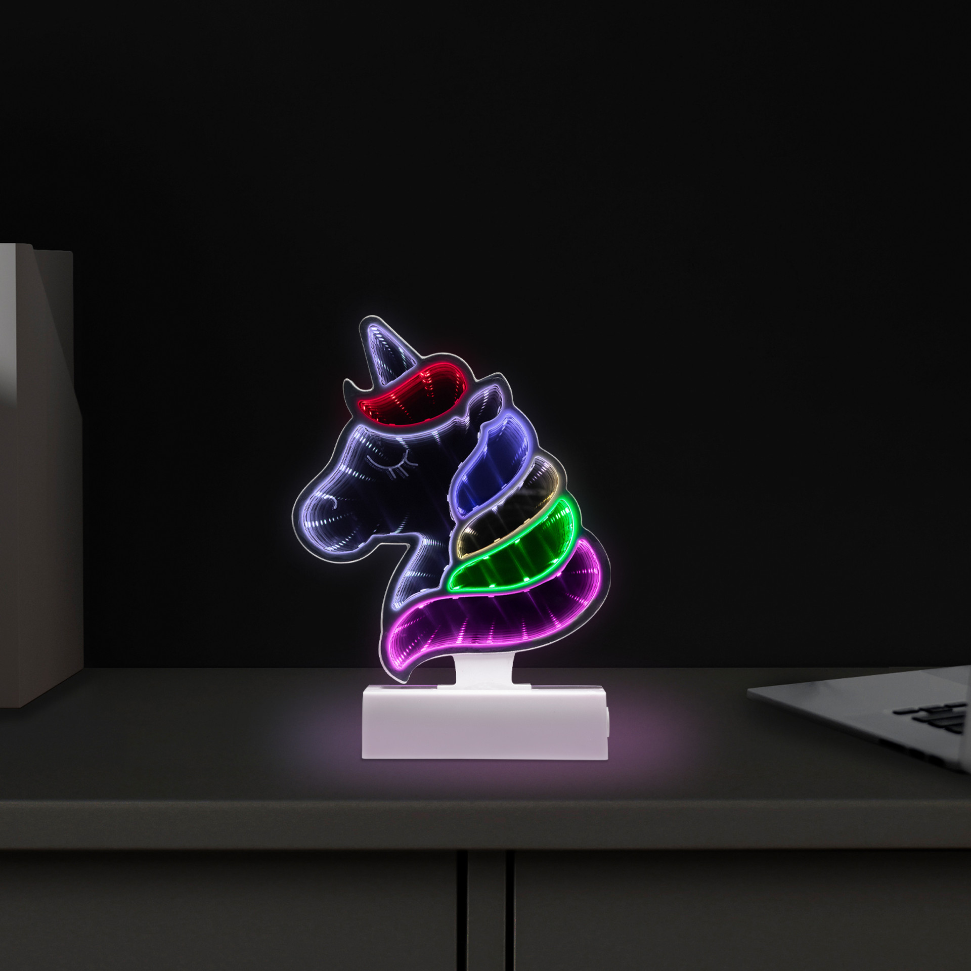 LED Lighted 3D Unicorn Infinity Mirror - 8" | Christmas Central