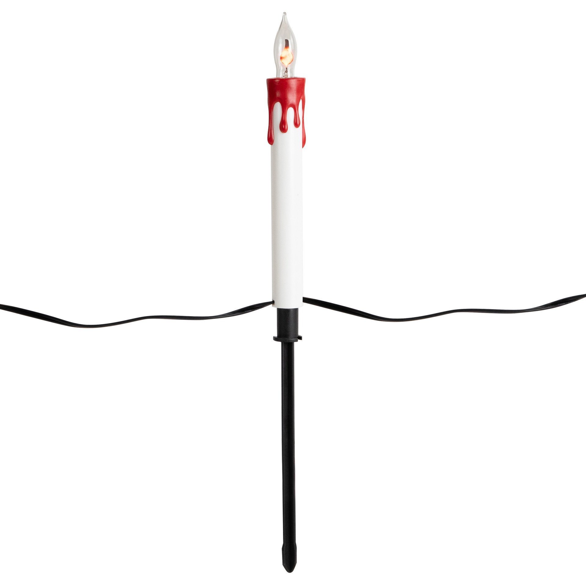 Lighted Flickering Candle Halloween Pathway Marker Lights - 4' Black ...