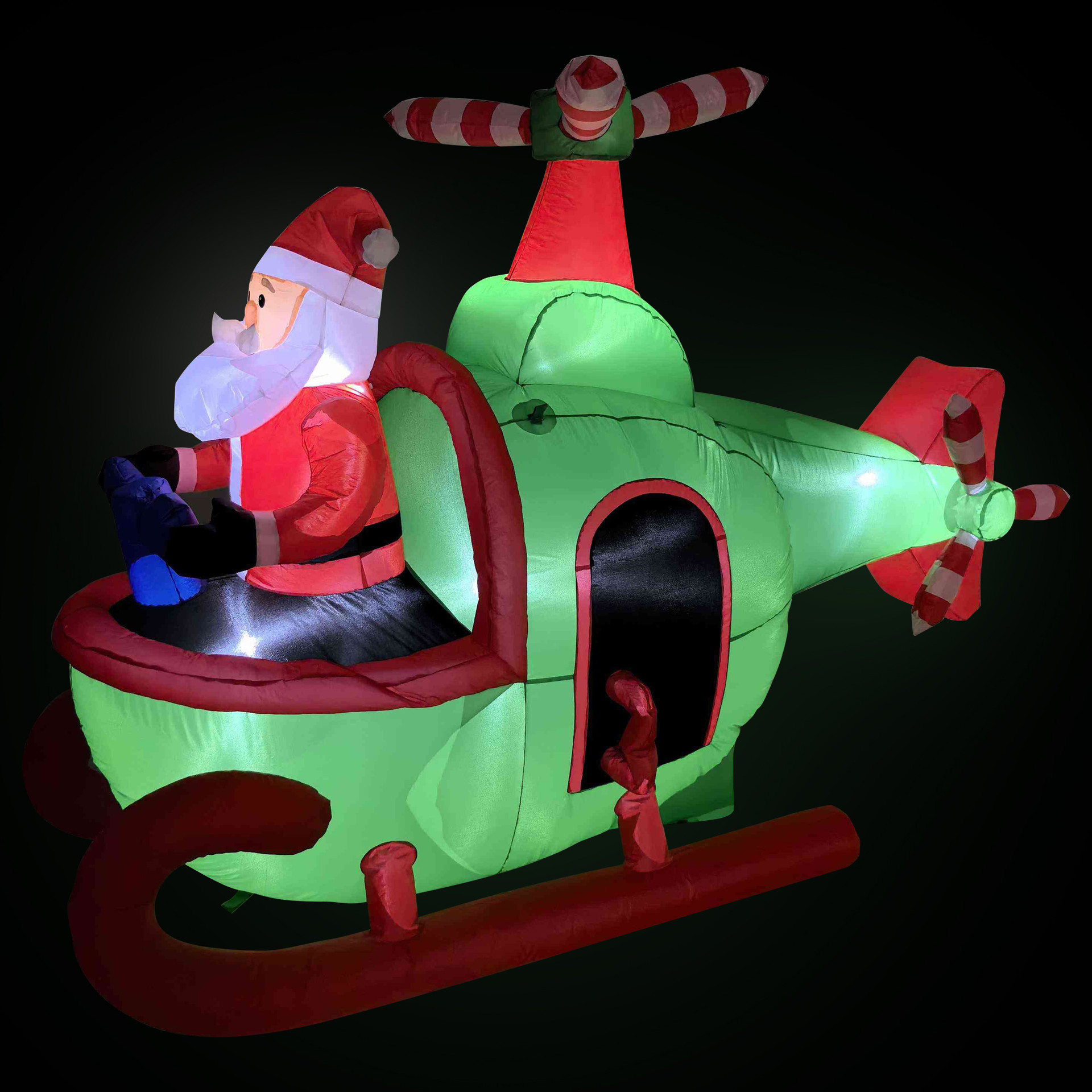 Lighted Inflatable Santa with Helicopter Outdoor Christmas Decoration ...