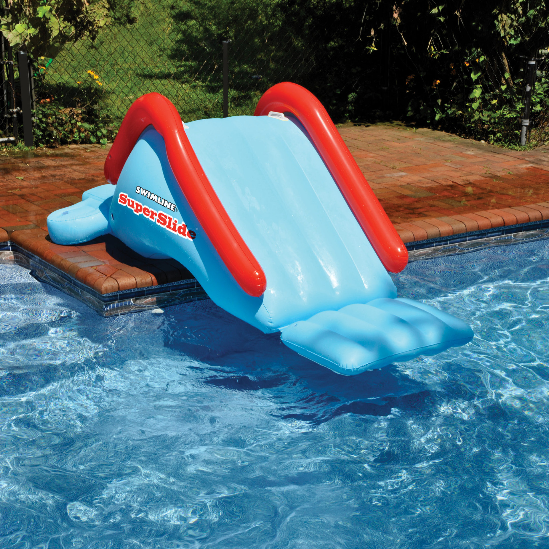 Inflatable Blue Super Swimming Pool Slide , 17-Inch | Christmas Central