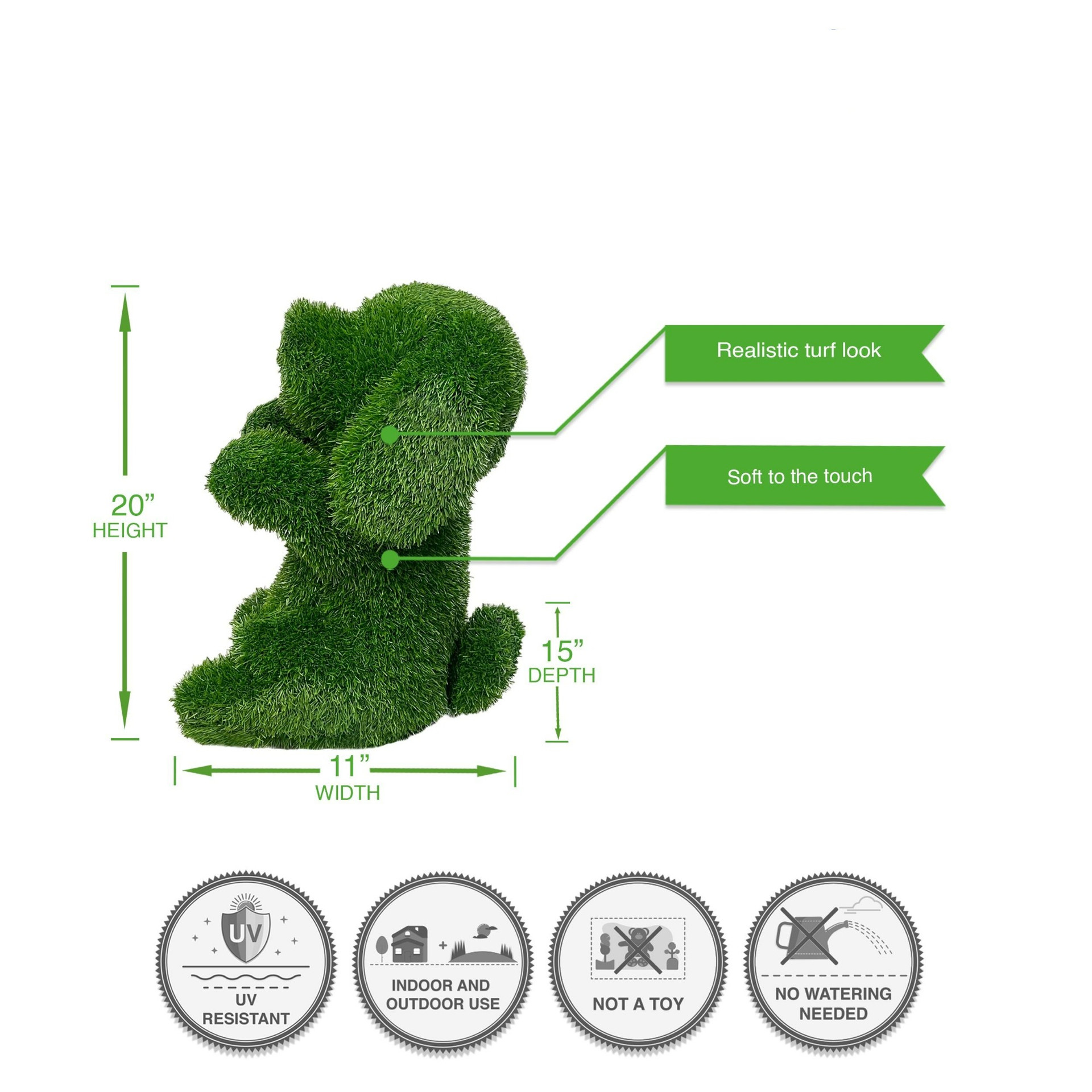 Sitting Dog Outdoor Garden Artificial Turf Topiary - 20" | Christmas ...