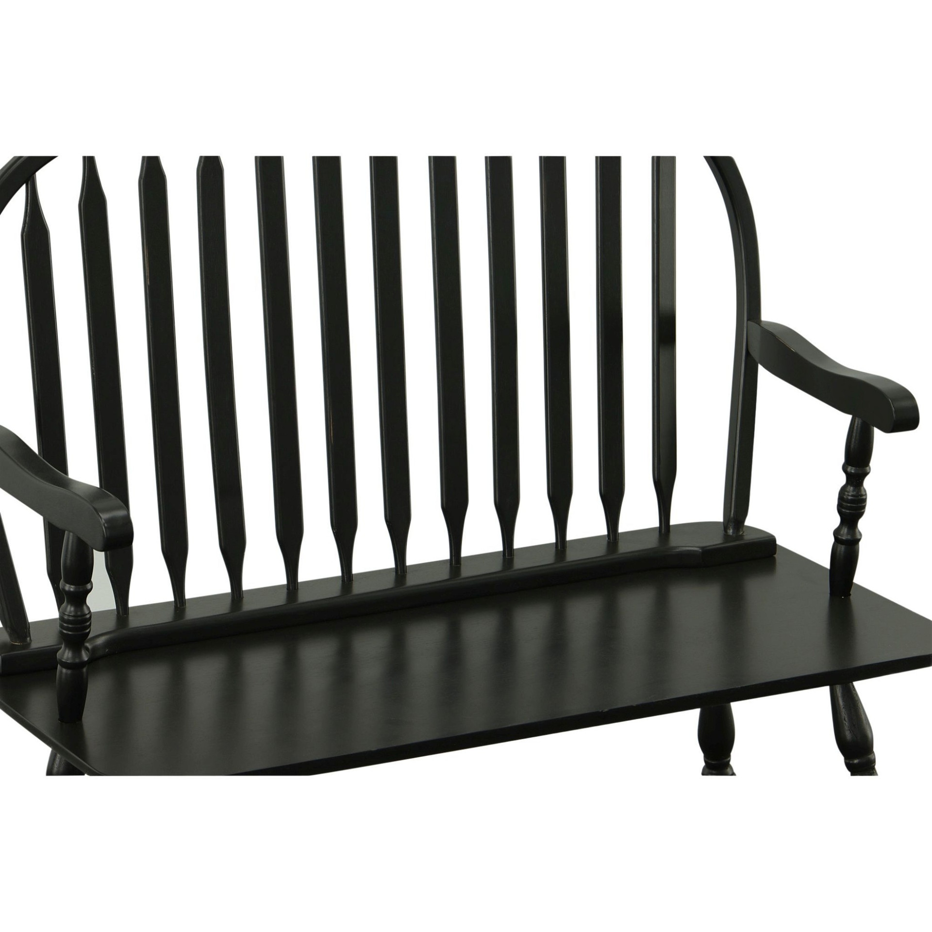 Windsor-Style Arched Back Wood Bench - 44" - Antique Black | Christmas ...