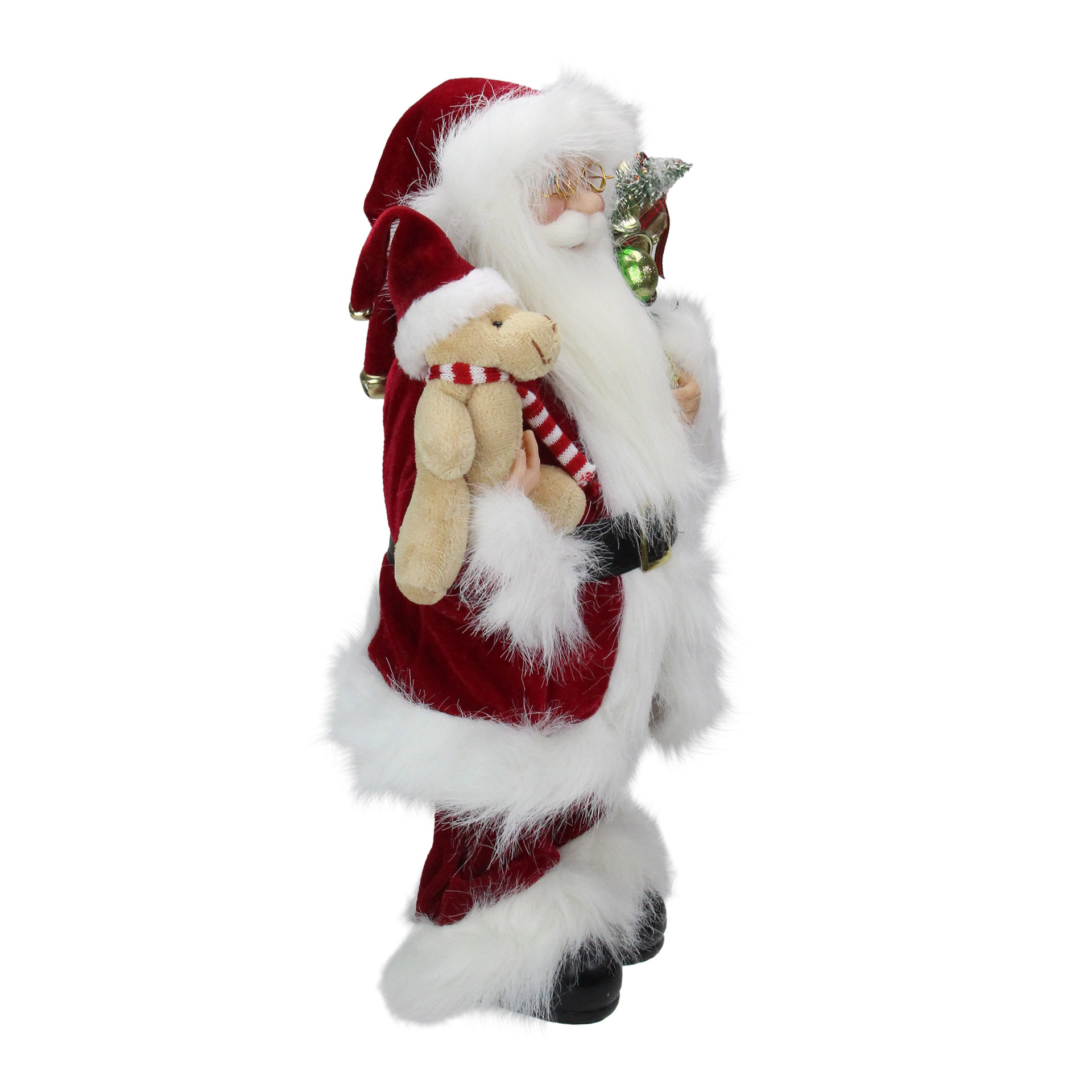 16" Red & White Standing Santa Claus Christmas Figure with Present Bag ...