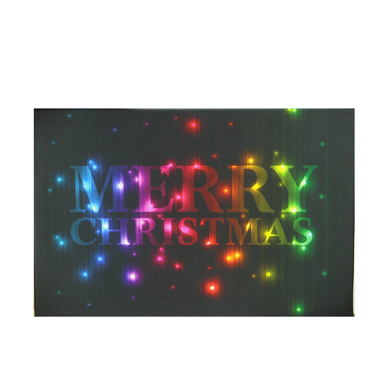 LED Lighted Multi-Colored "Merry Christmas" Canvas Wall Art 8" x 12 ...