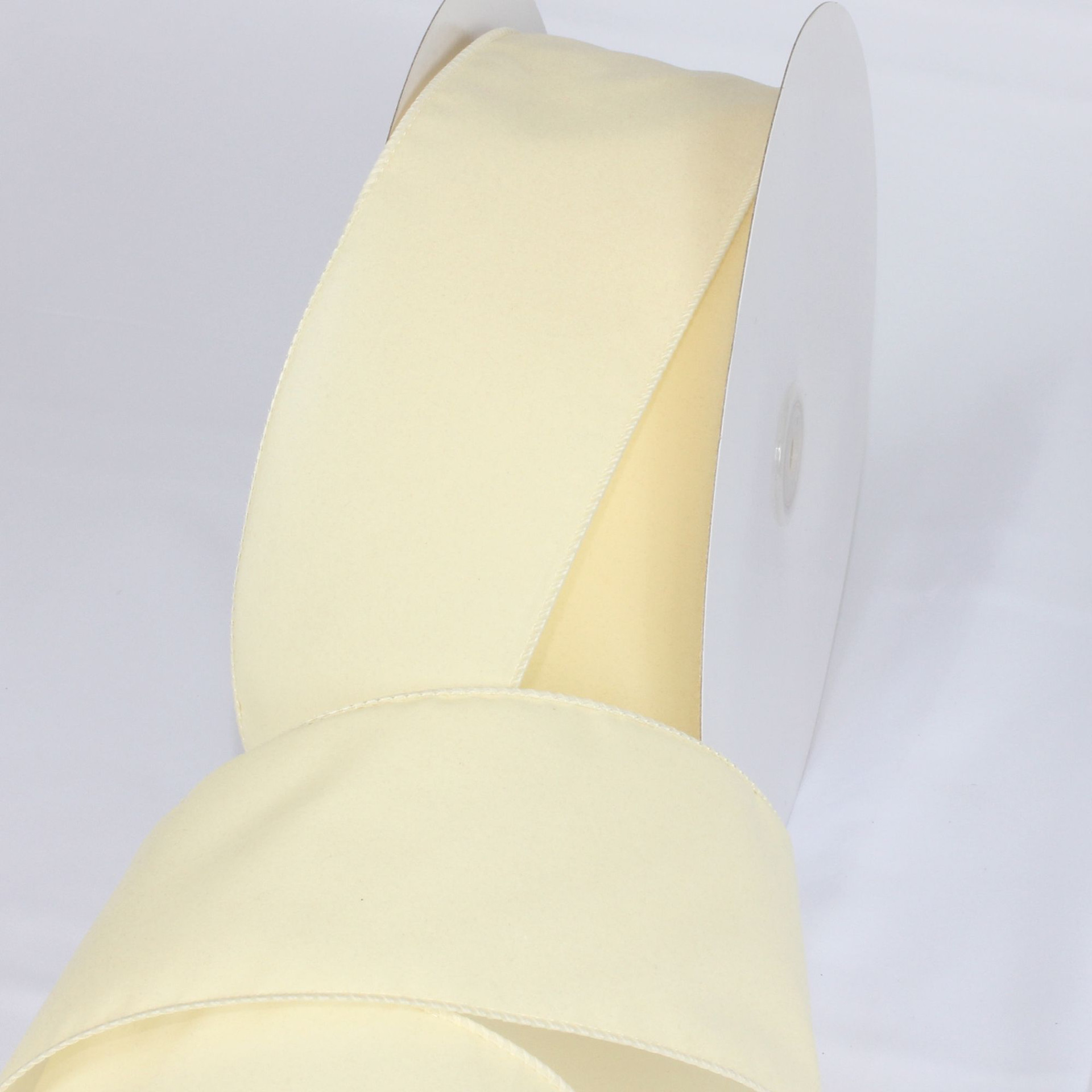 Velvet Creamy Ivory Wired Craft Ribbon 3" x 50 Yards | Christmas Central