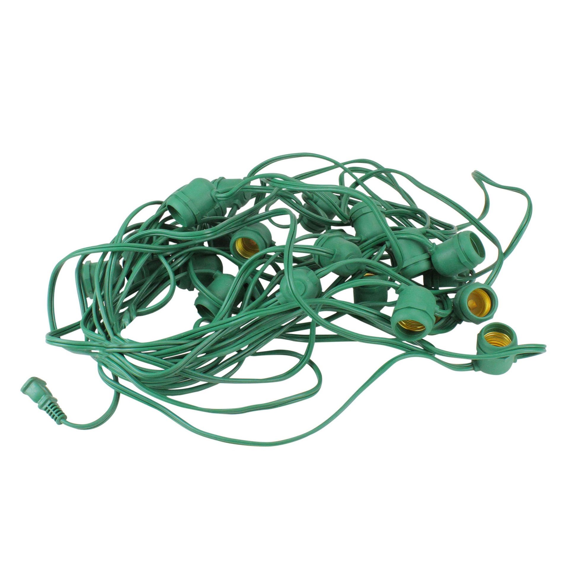 100' Commercial E26 Green Wire Socket Set - 24" Spacing | Christmas Central
