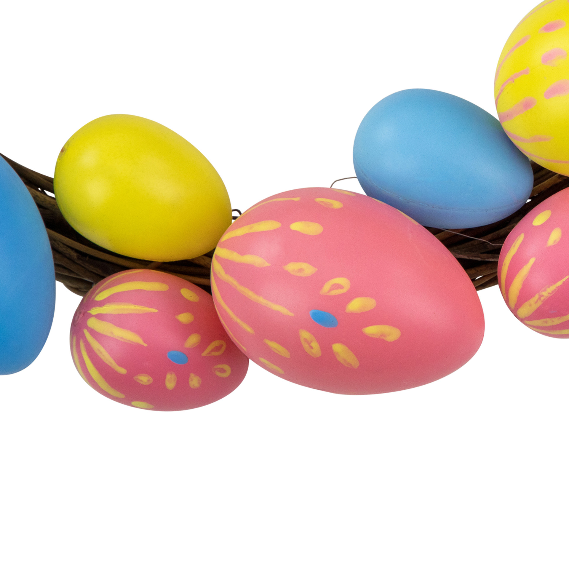 10" Pink, Yellow & Blue Floral Stem Easter Egg Spring Wreath ...