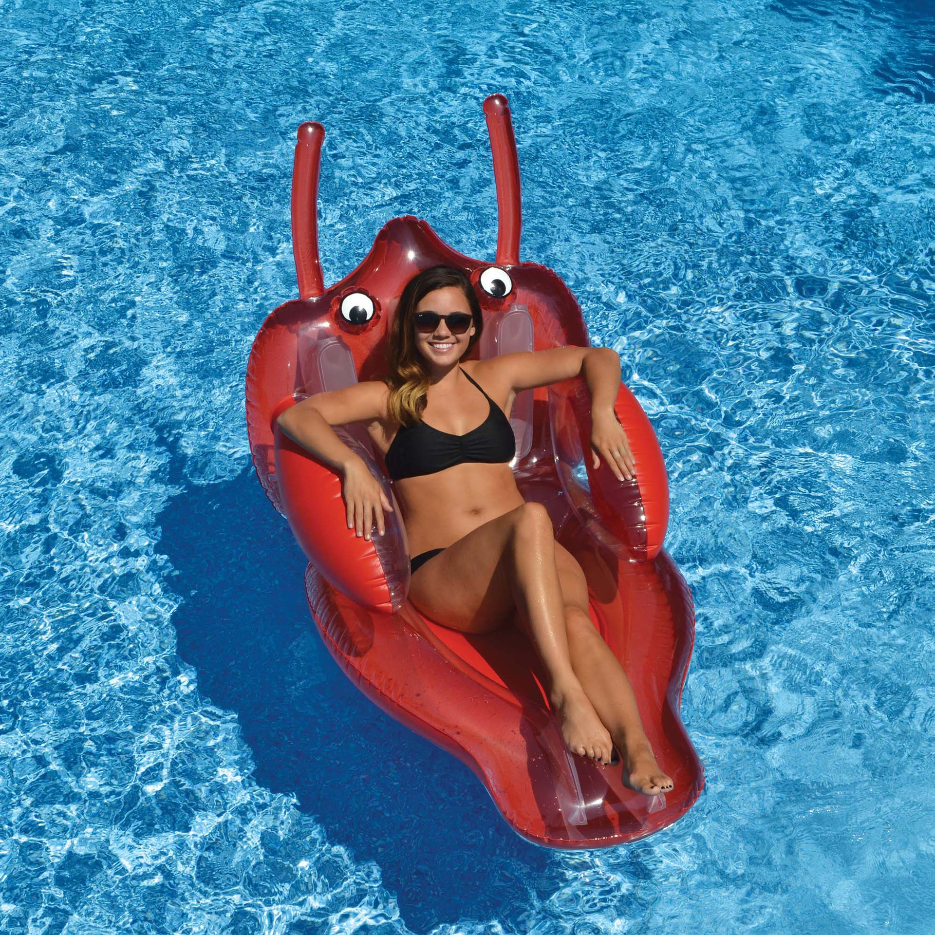 58" Inflatable Red Lobster Swimming Pool Floating Lounge Raft ...