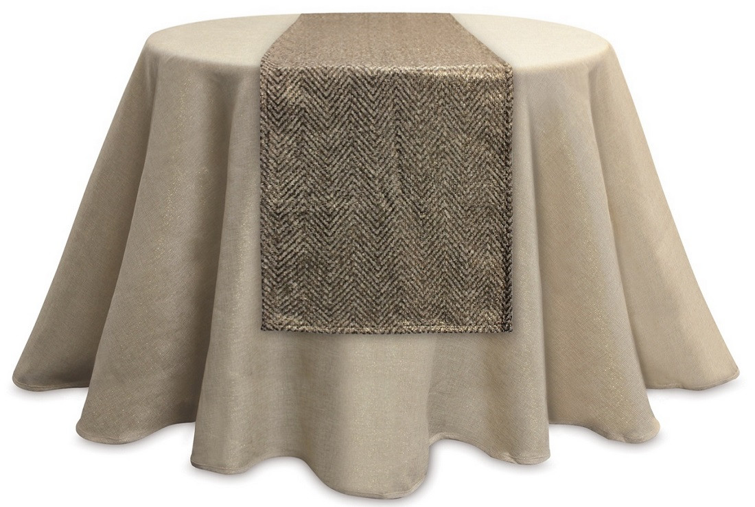 72" Metallic Gold & Brown Chevron Rectangular Table Runner | Christmas ...