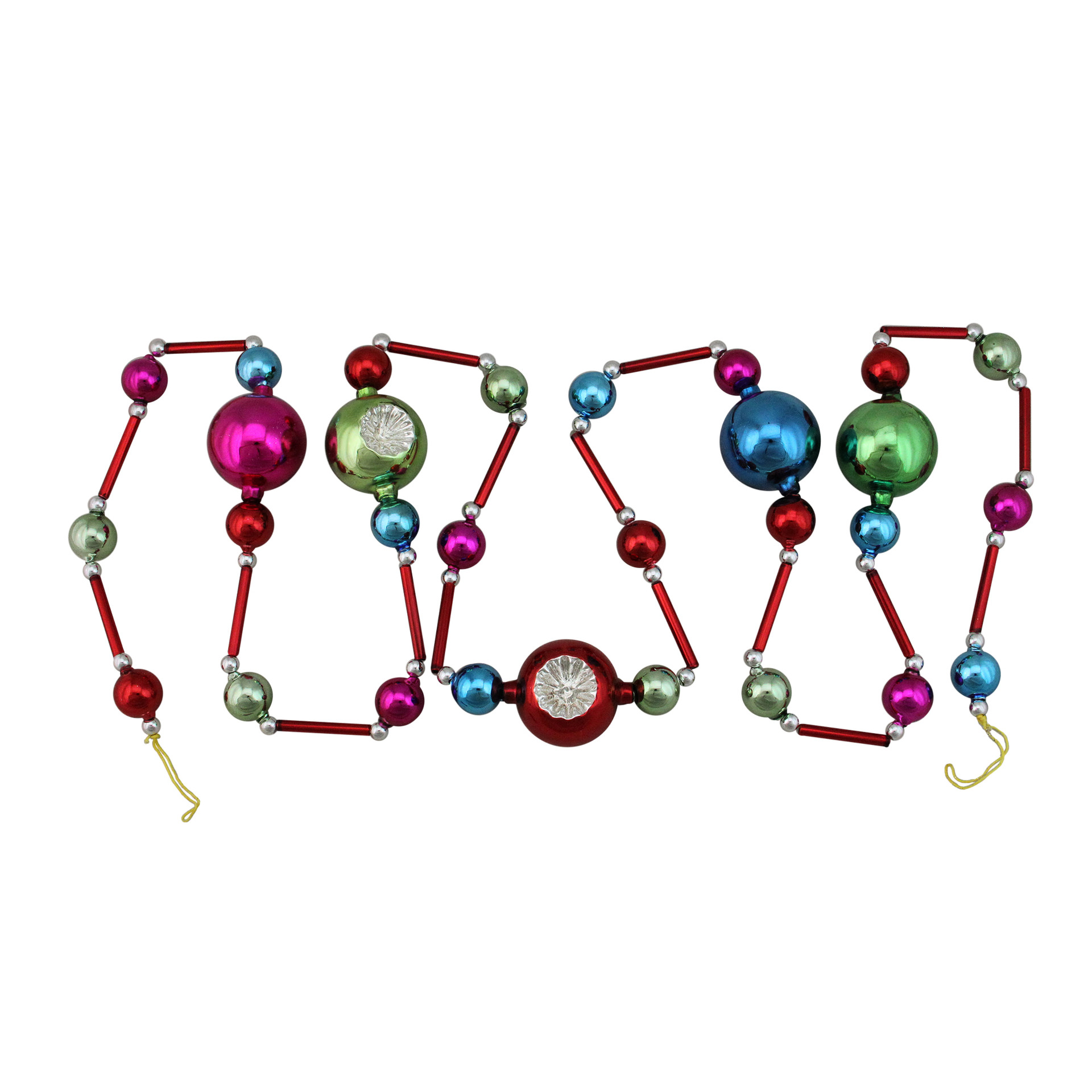 92" Red & Silver Glass Bead with Retro Reflector Ornament Christmas ...