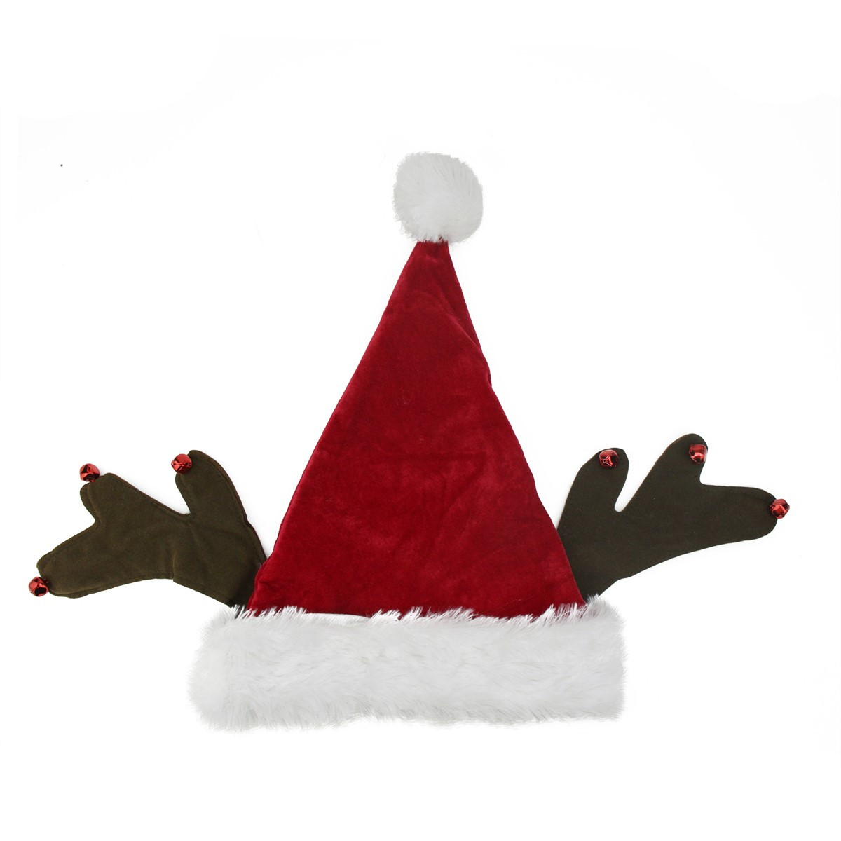 Red & Brown Reindeer Antlers Santa Hat Unisex Adult Christmas Costume ...