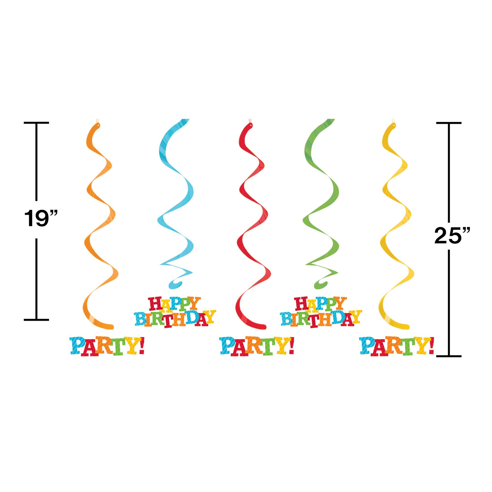 Club Pack of 30 Vibrantly Colored Happy Birthday Stripes Hanging ...